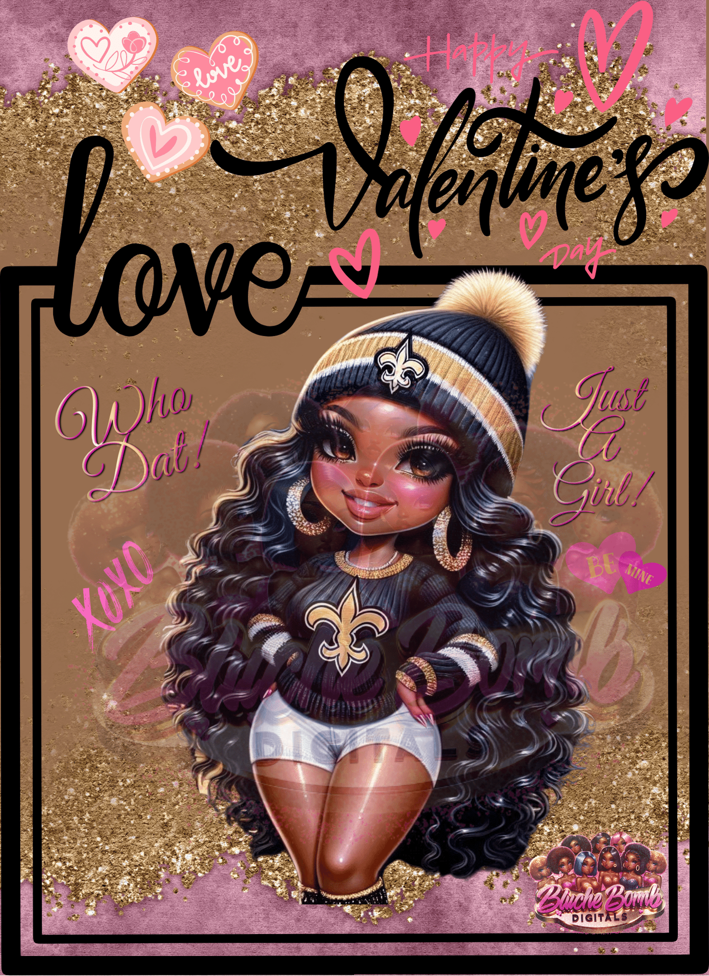 "Who Dat Valentine's Day Digital Art - Love and Team Spirit Design ...