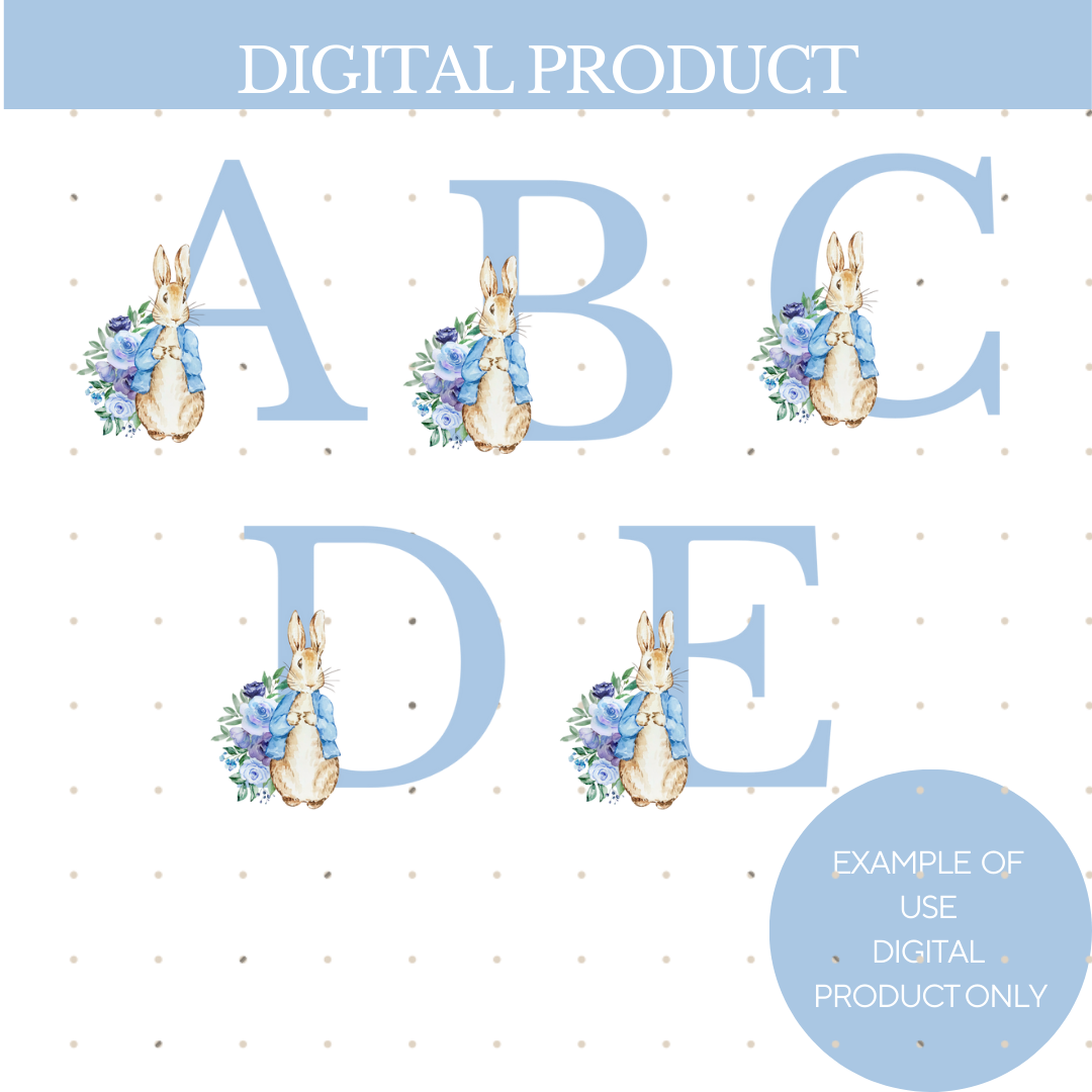 Blue rabbit Alphabet & numbers - Payhip