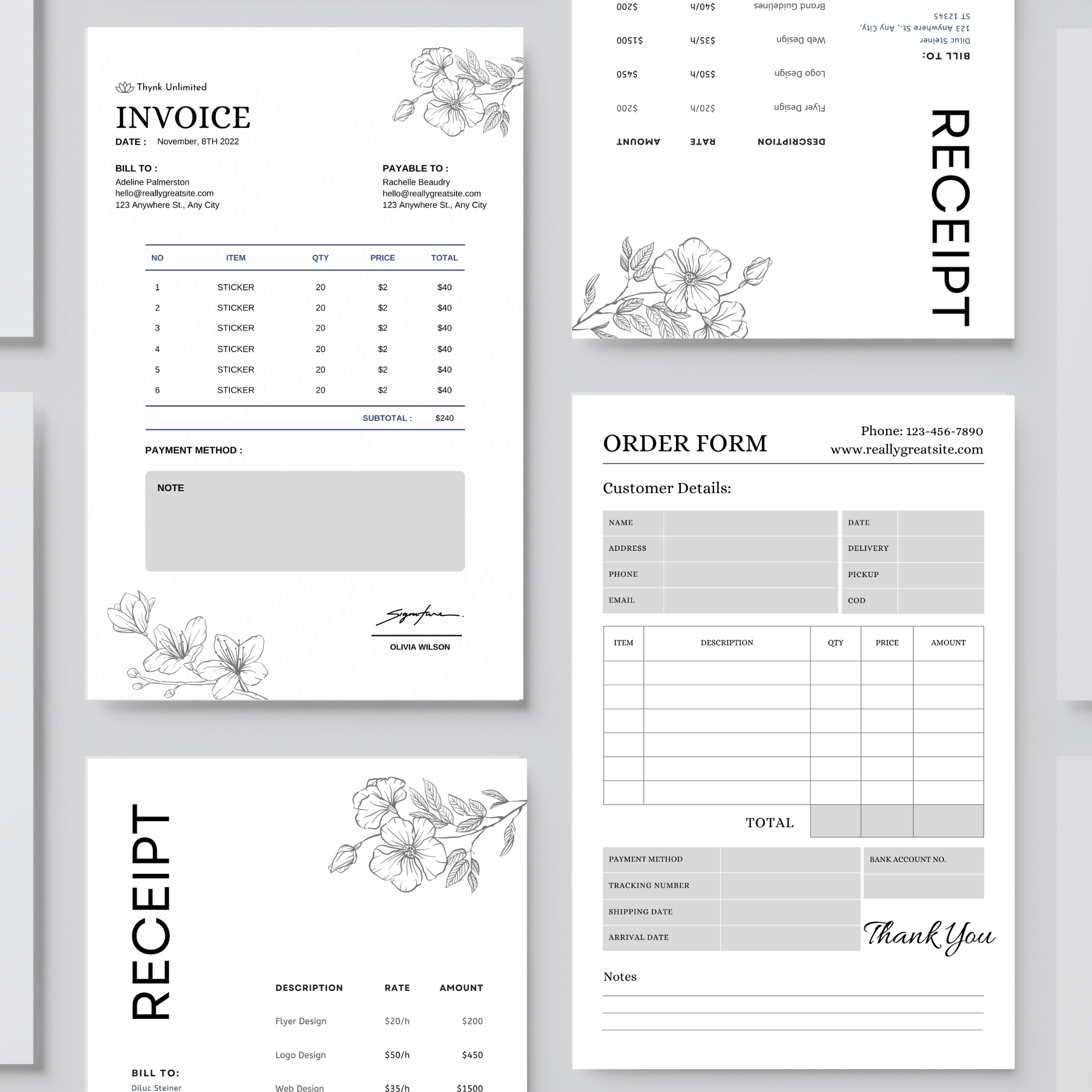 Free Printable Invoice, Receipt, and Order Form Templates for ...