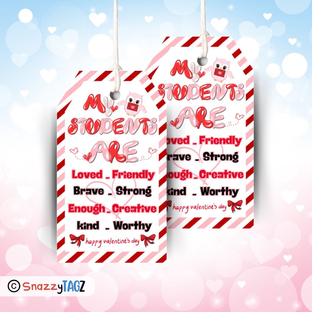 "My Students Are My Valentines" Gift Tag - Valentine Teacher ...