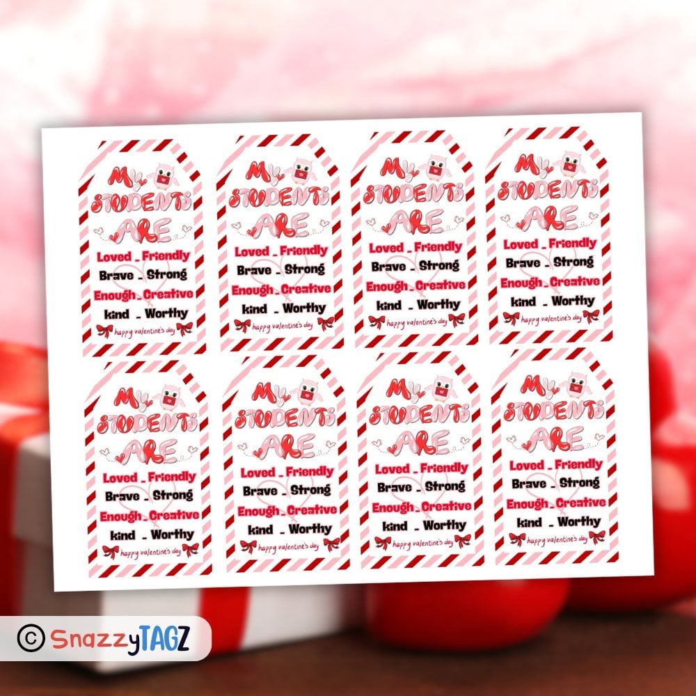 "My Students Are My Valentines" Gift Tag - Valentine Teacher ...
