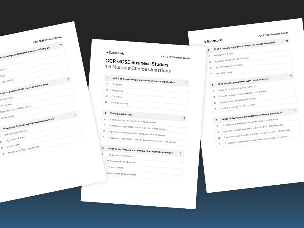 OCR GCSE Business Finance Calculation Flashcards Printable