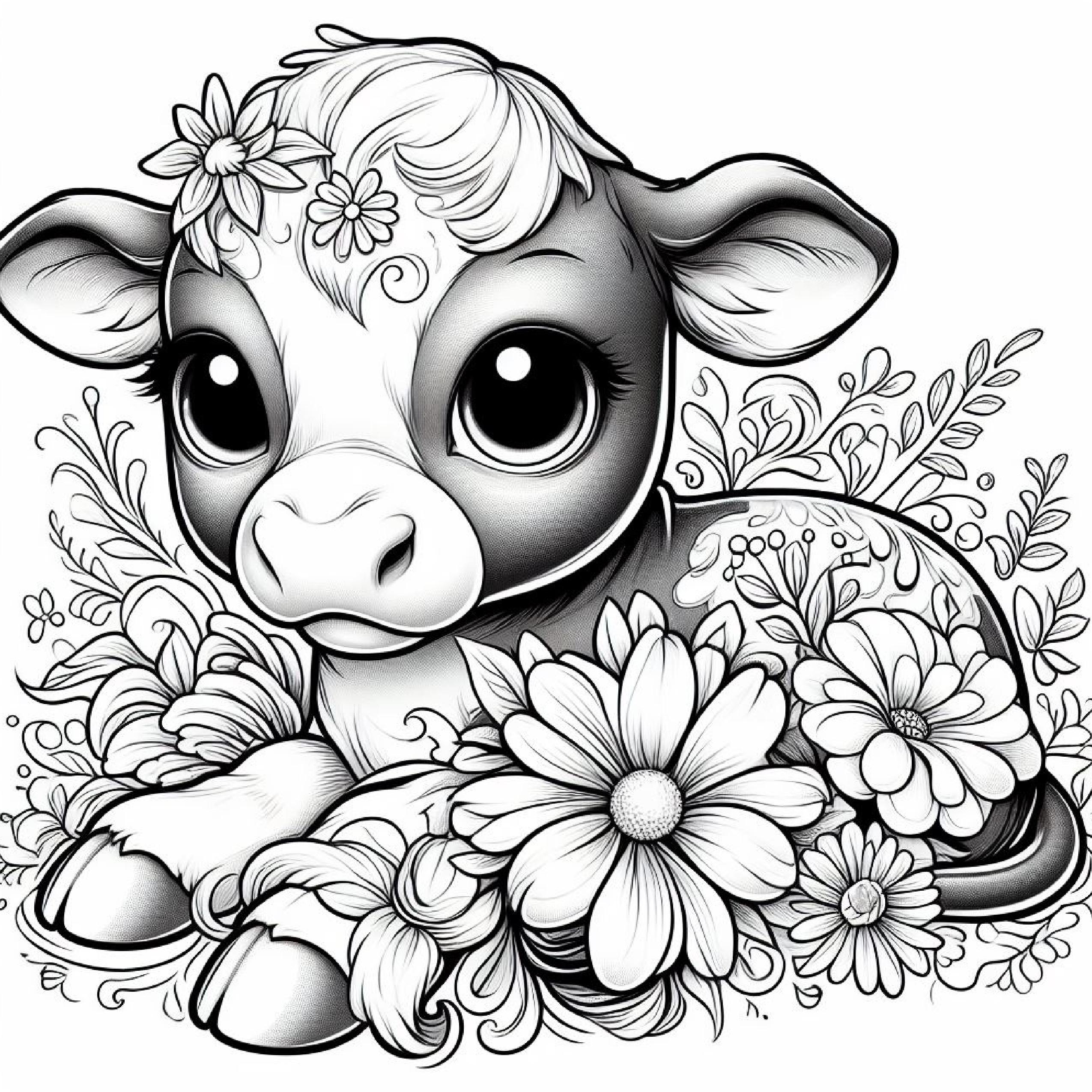 60 Cute Baby Cows (Calves) Coloring Pages Printable PDF Files, Coloring ...