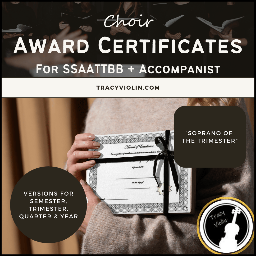 Choir Award Certificates | Singer of the Semester/Trimester/Year etc.