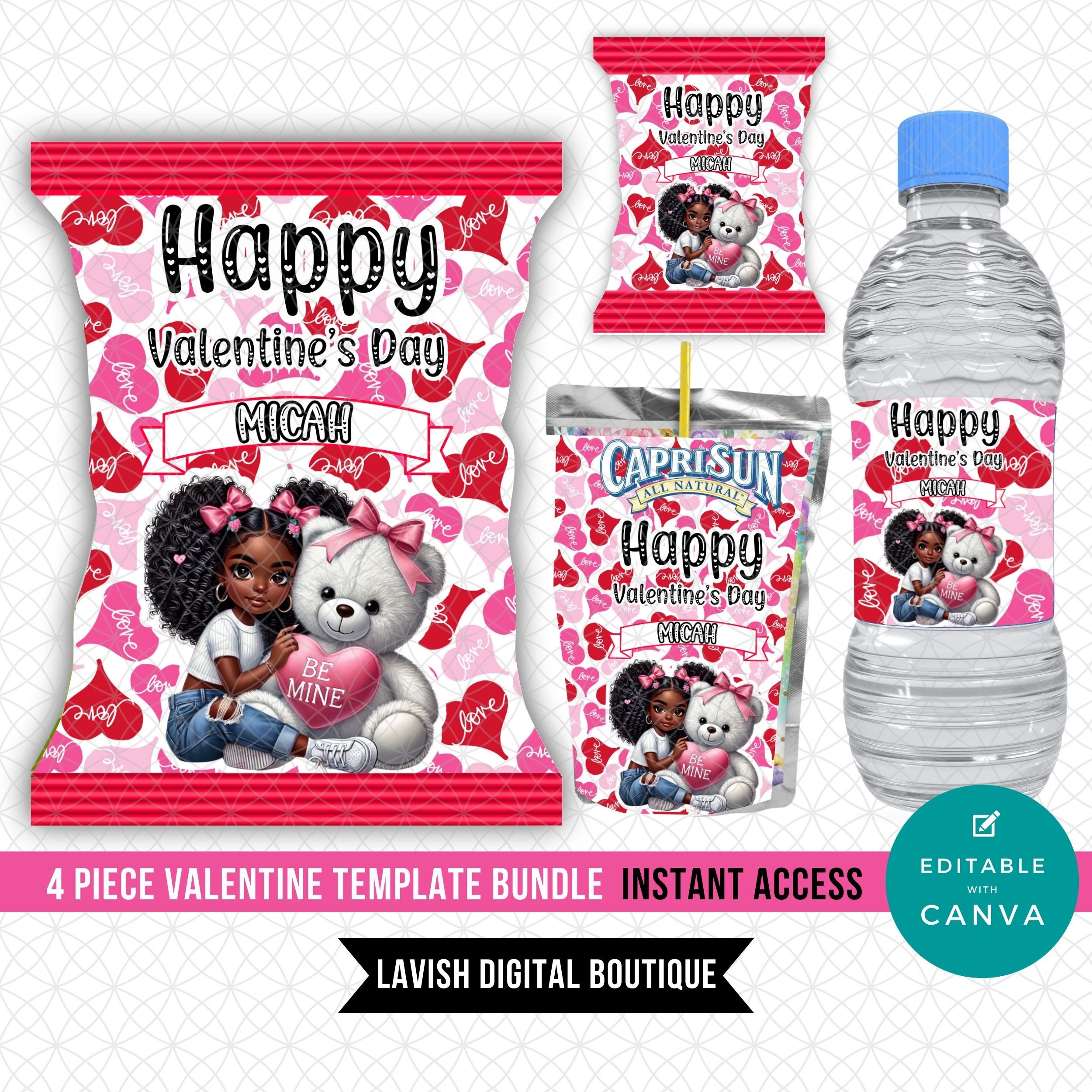 Valentine's Day Girl 3 Favor Bundle Templates, Valentine's Day Party ...