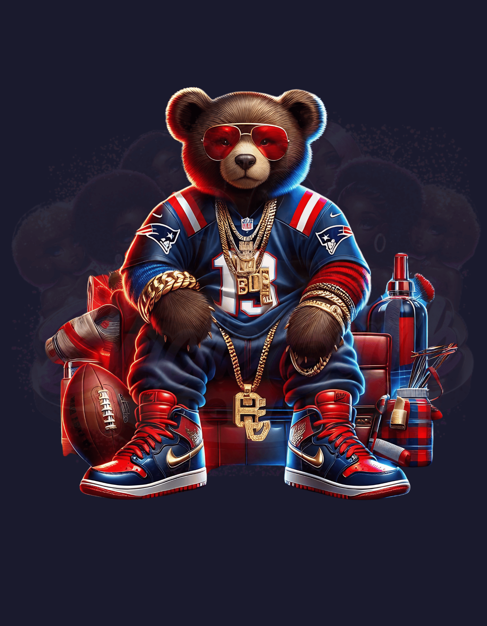 "Patriotic Sports Bear PNG - Hip-Hop NFL-Inspired Bear Digital Download ...