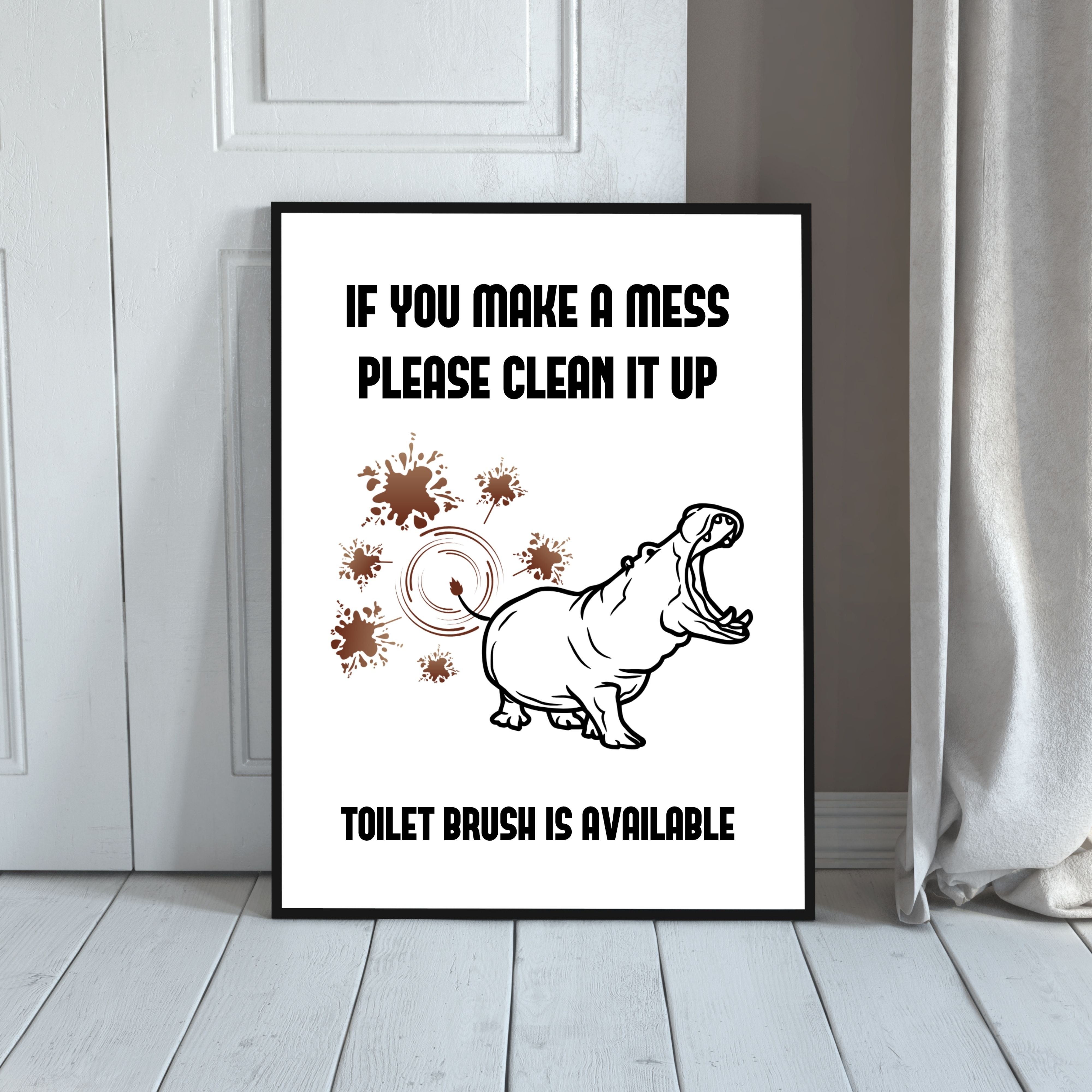 Poop Sprinkler Hippo Doing Helicopter With Tail Toilet Sign - Payhip