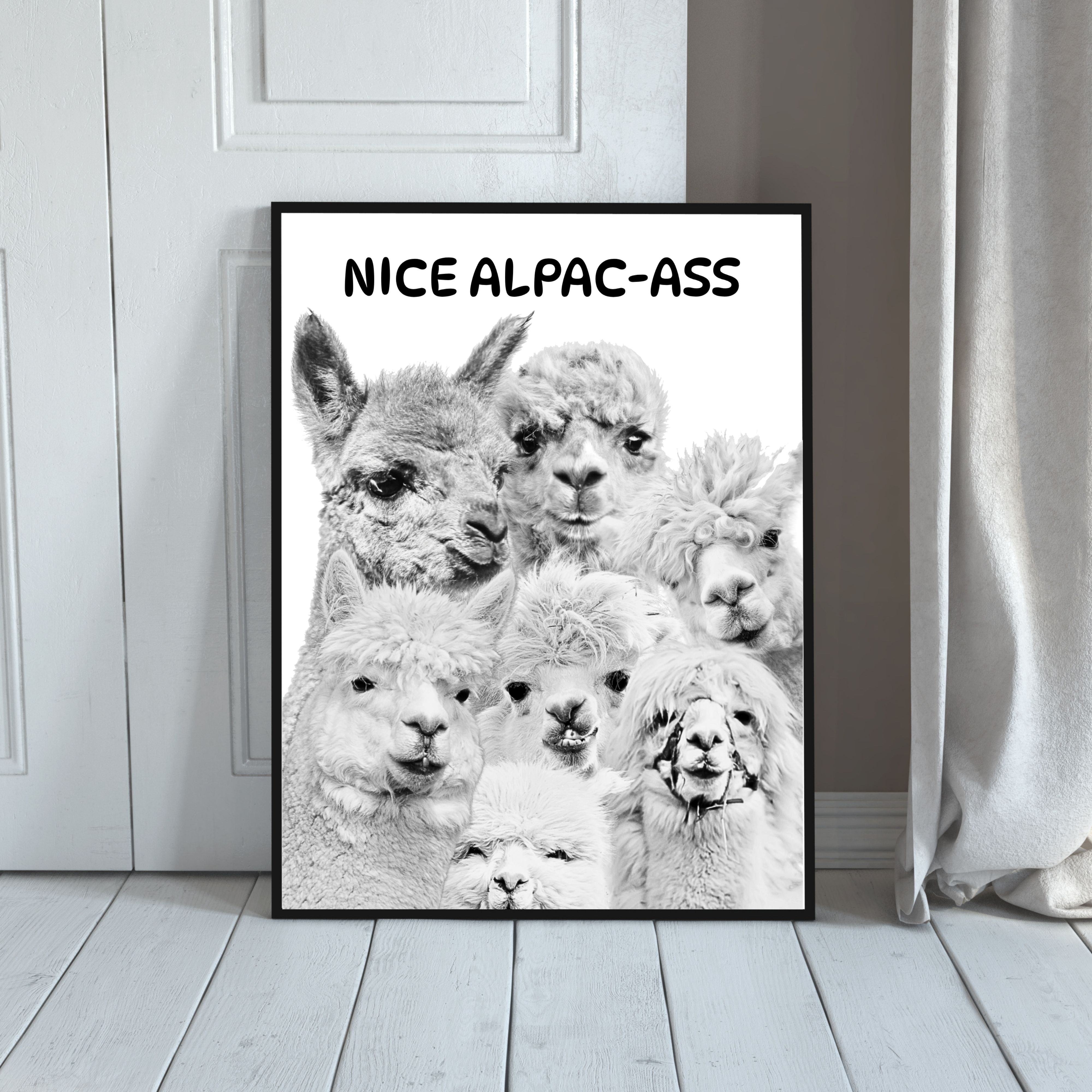 Black and White Alpacas Bathroom Wall Art - Payhip