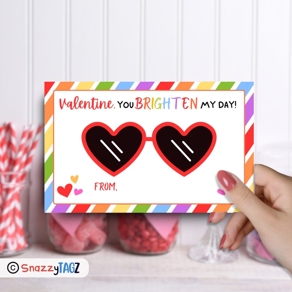 Heart Sunglasses Valentine's Day Card Holder INSTANT DOWNLOAD, EDITABLE ...