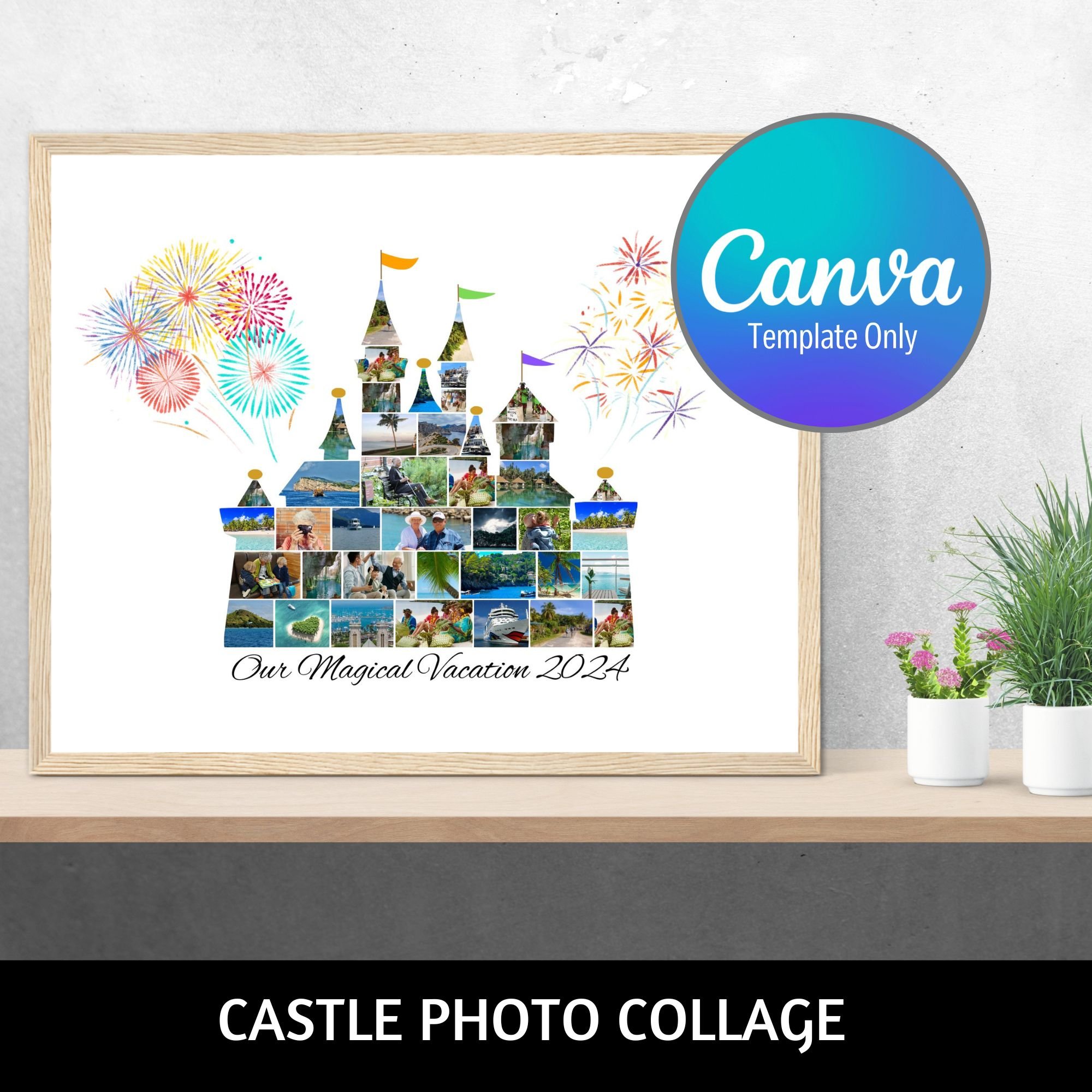 Magical Vacation, Castle Photo Collage Frames For 40 Photos, Editable ...