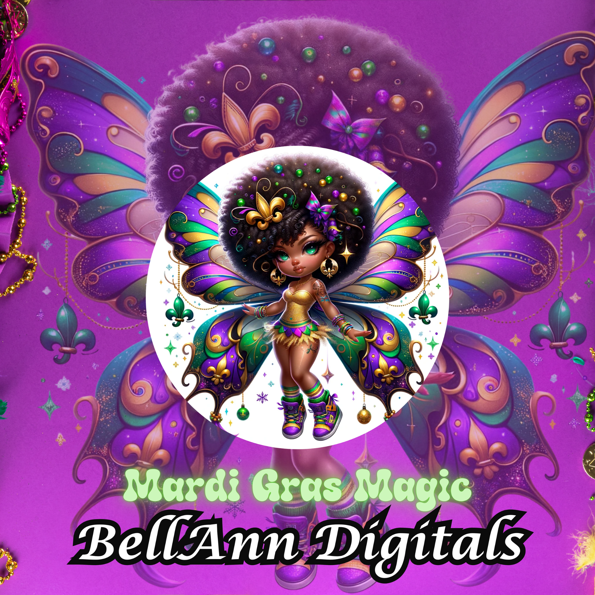 Mardi Gras Magic Afrocentric Fairy 10 PNG Bundle - Payhip