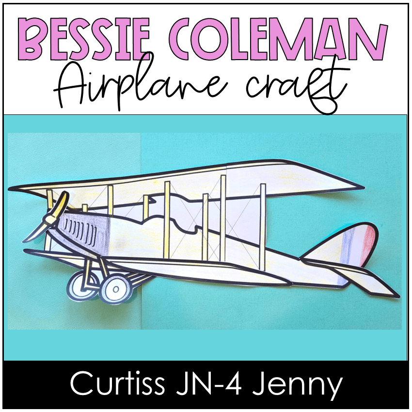 Bessie Coleman Airplane Craft Coloring Poster Black History Month Activity