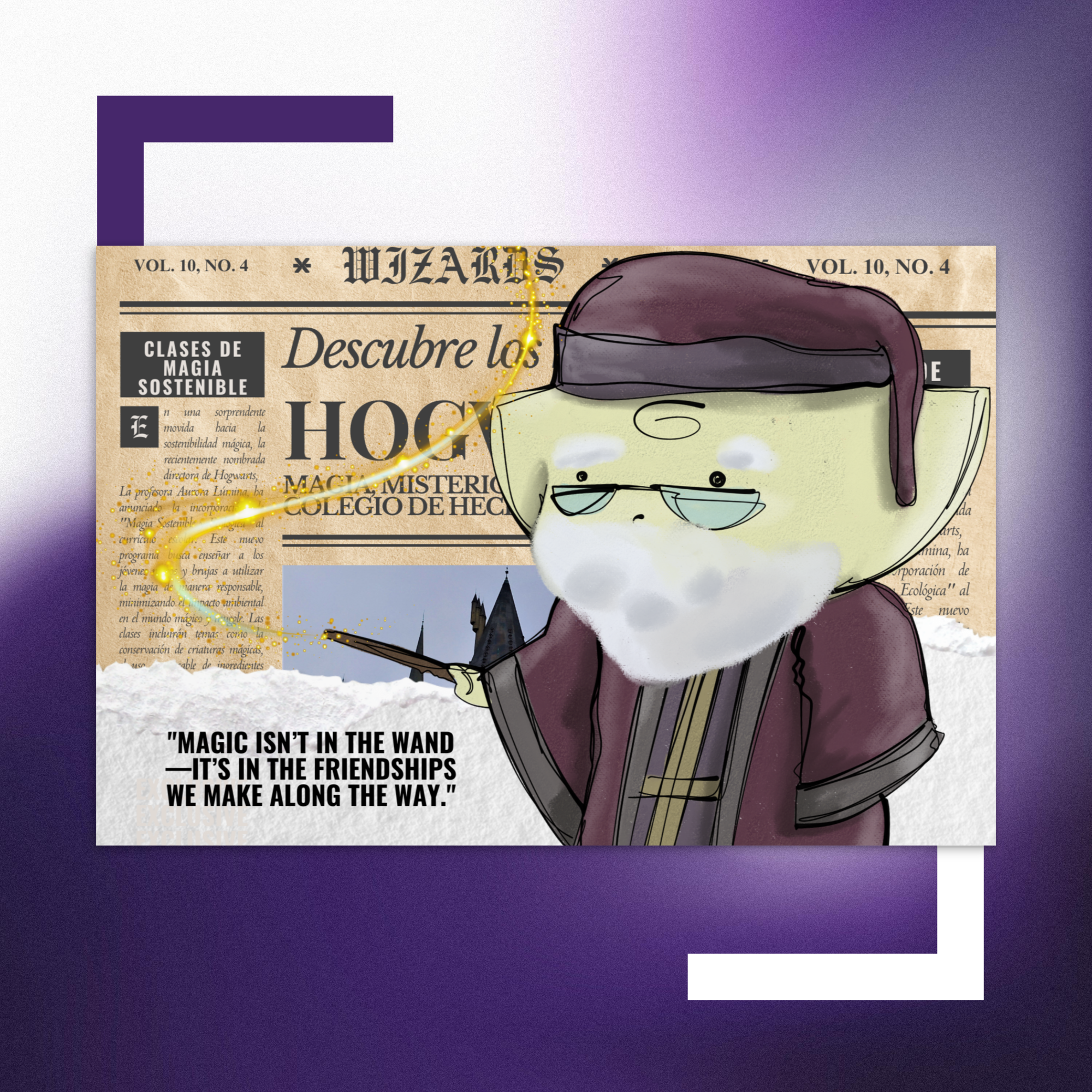 Nuggy Art Postcard - Hogwarts Newspaper with Dumbledore Nuggy Edition ...