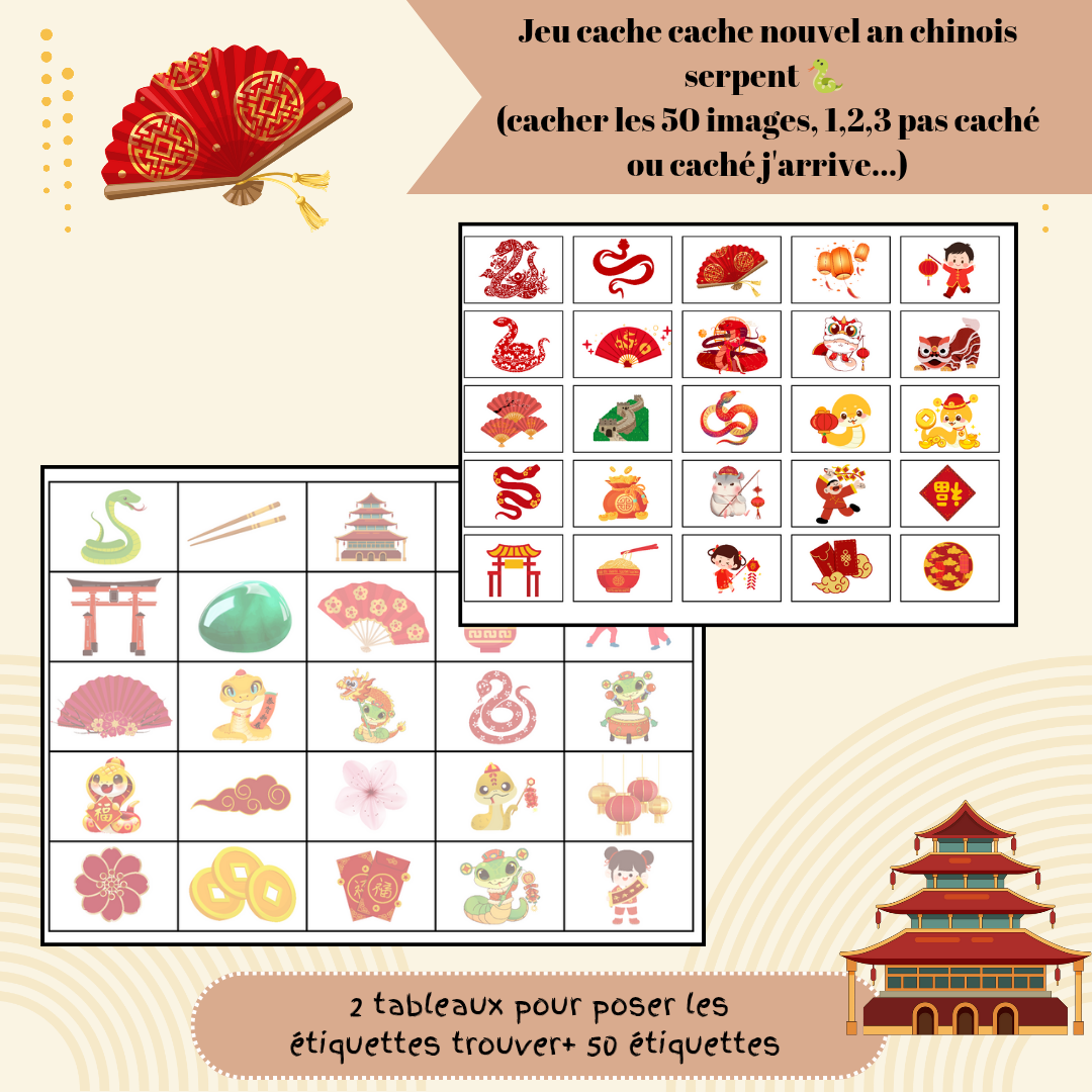 Jeu cache cache nouvel an chinois serpent - Payhip