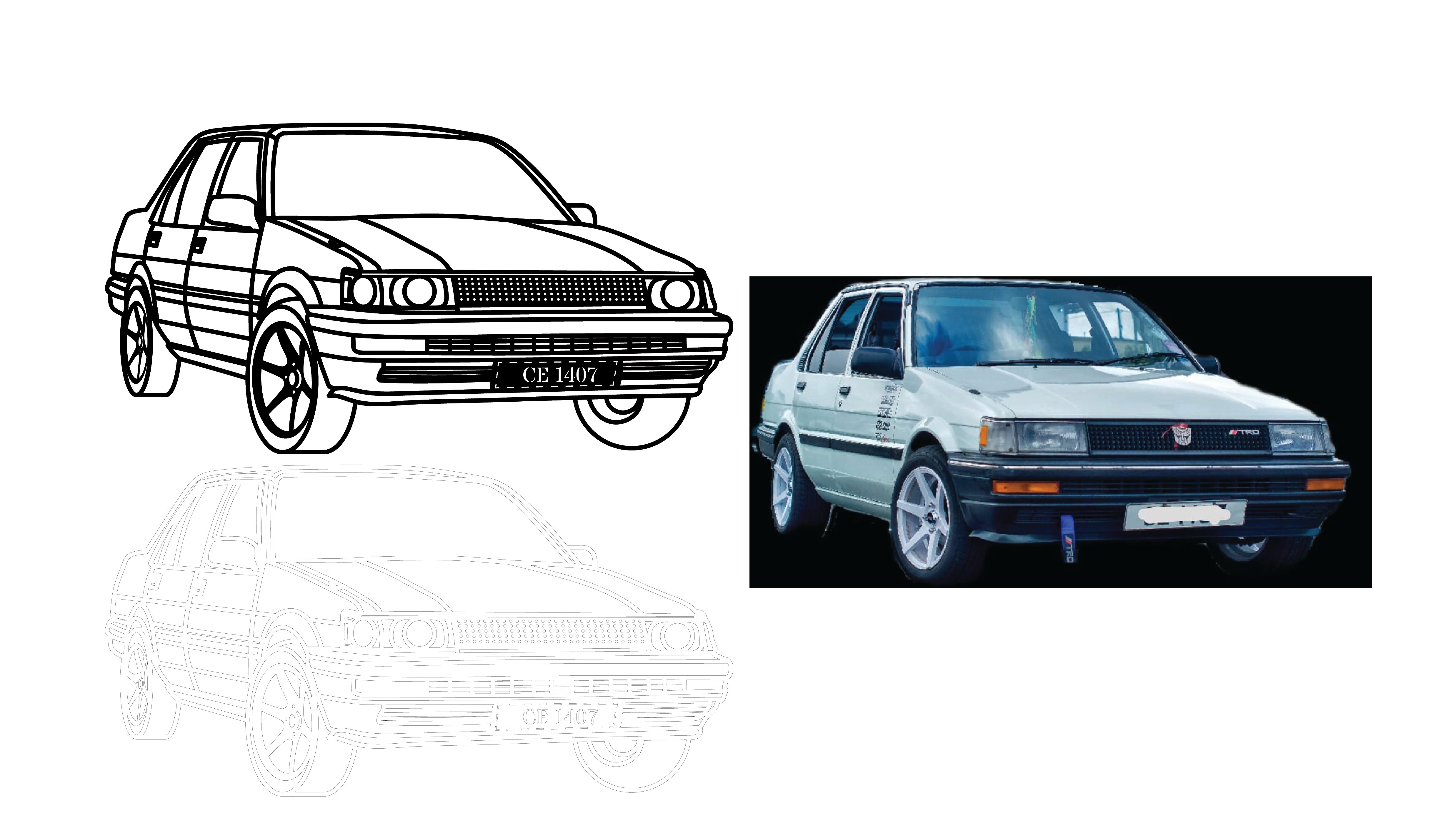 Toyota Corolla 1986 Vector DXF Design - Payhip