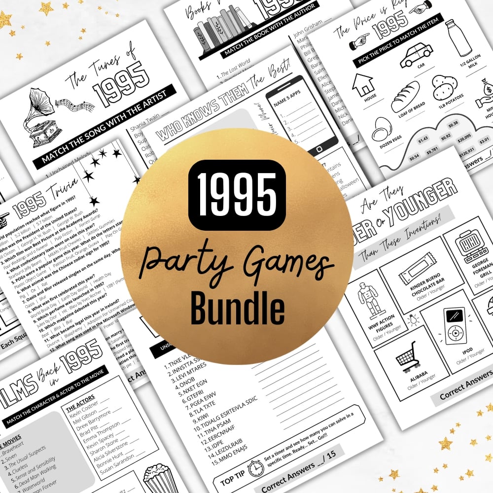 1995 BIRTHDAY PARTY GAMES Bundle With Guest Book & Time Capsule ...