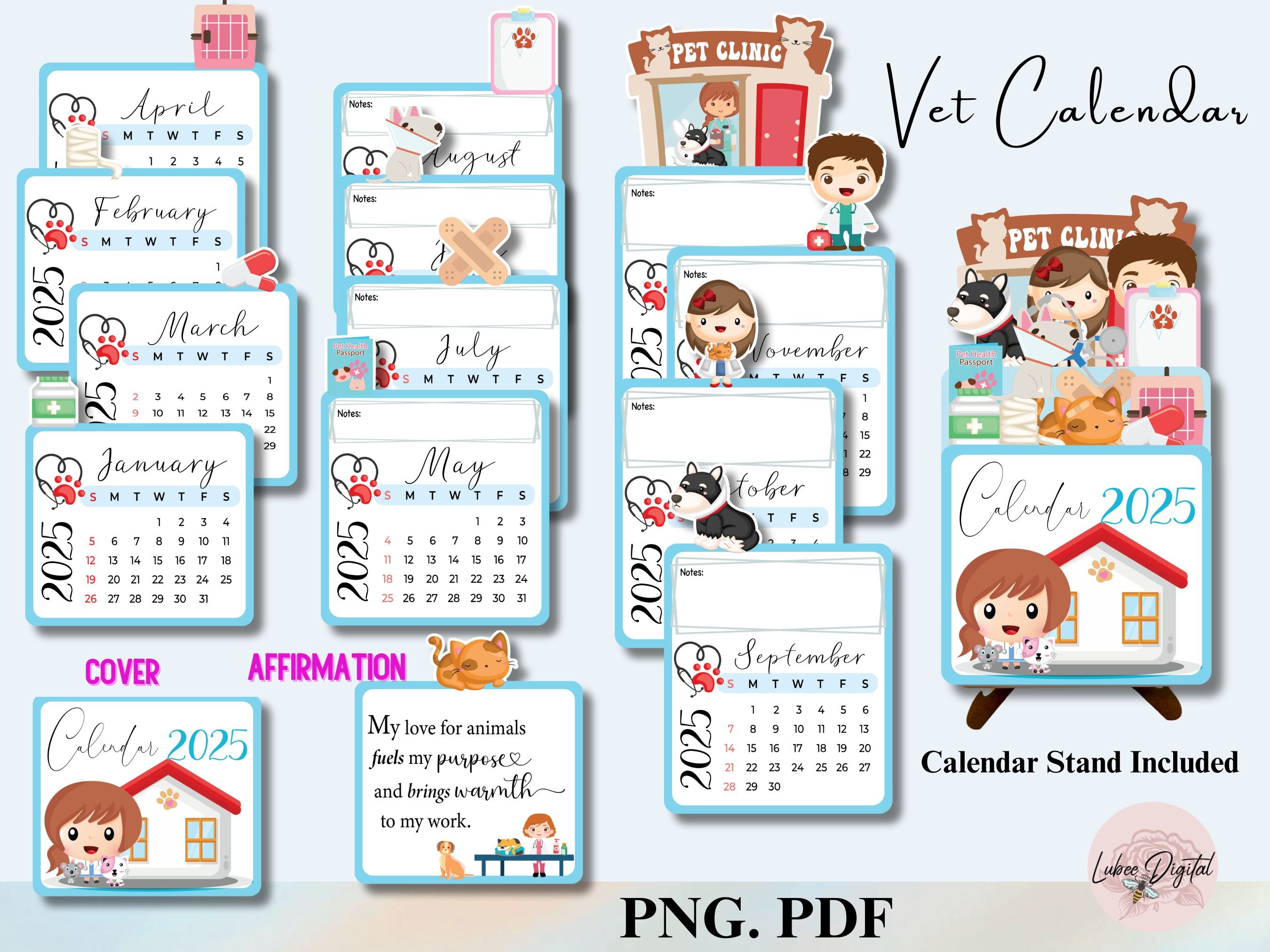 Veterinarian Desk Calendar, Vet Calendar, Animal Doctor Calendar ...