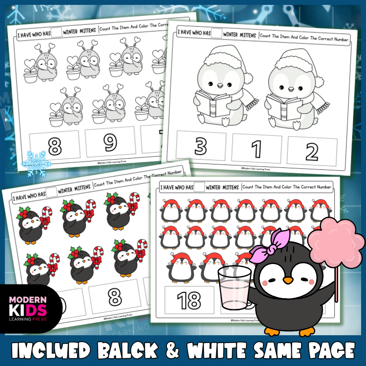 I Have Who Has Winter Penguins - Counting Objects to 20 Autism Math ...