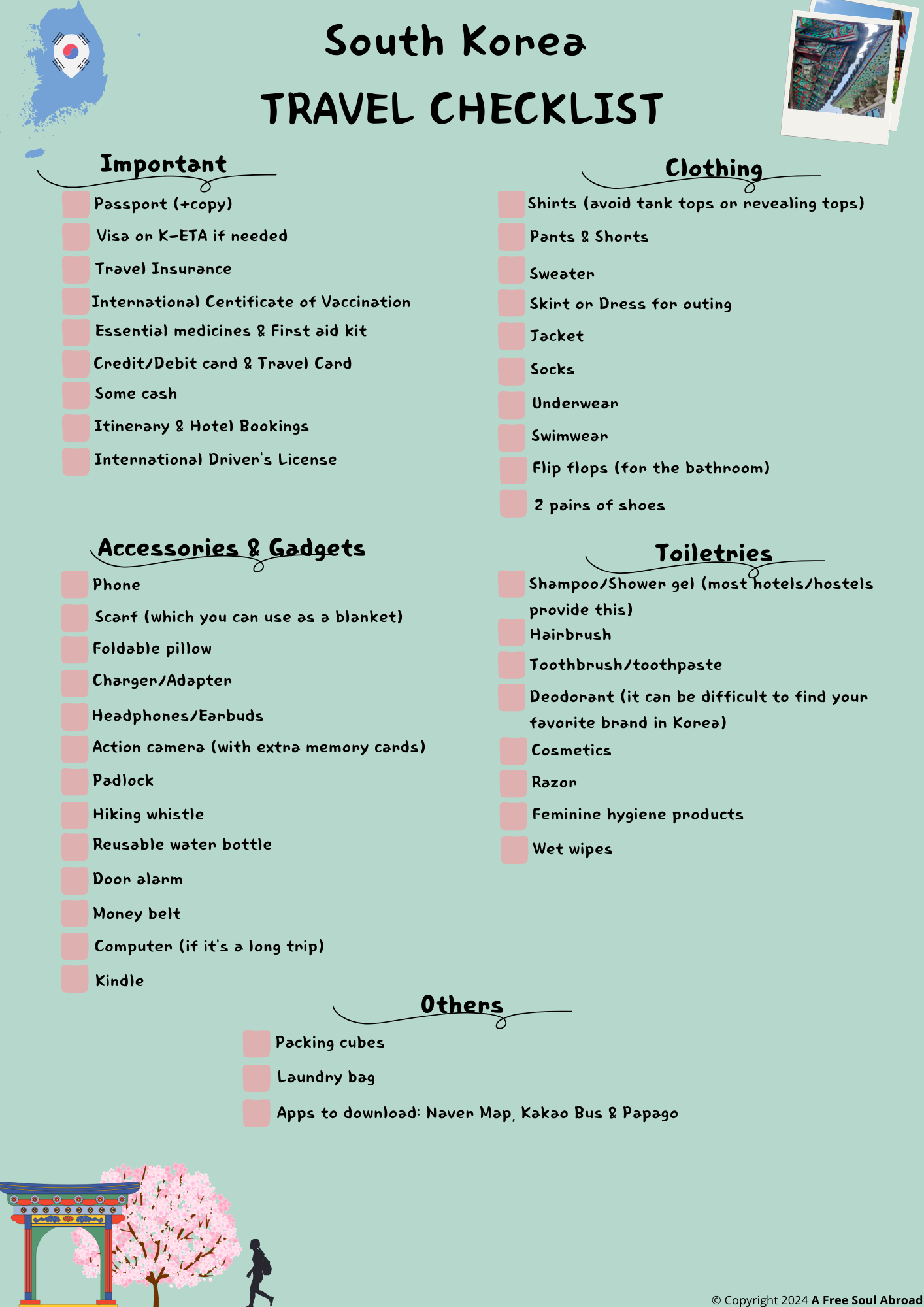 South Korea Travel Checklist - Payhip