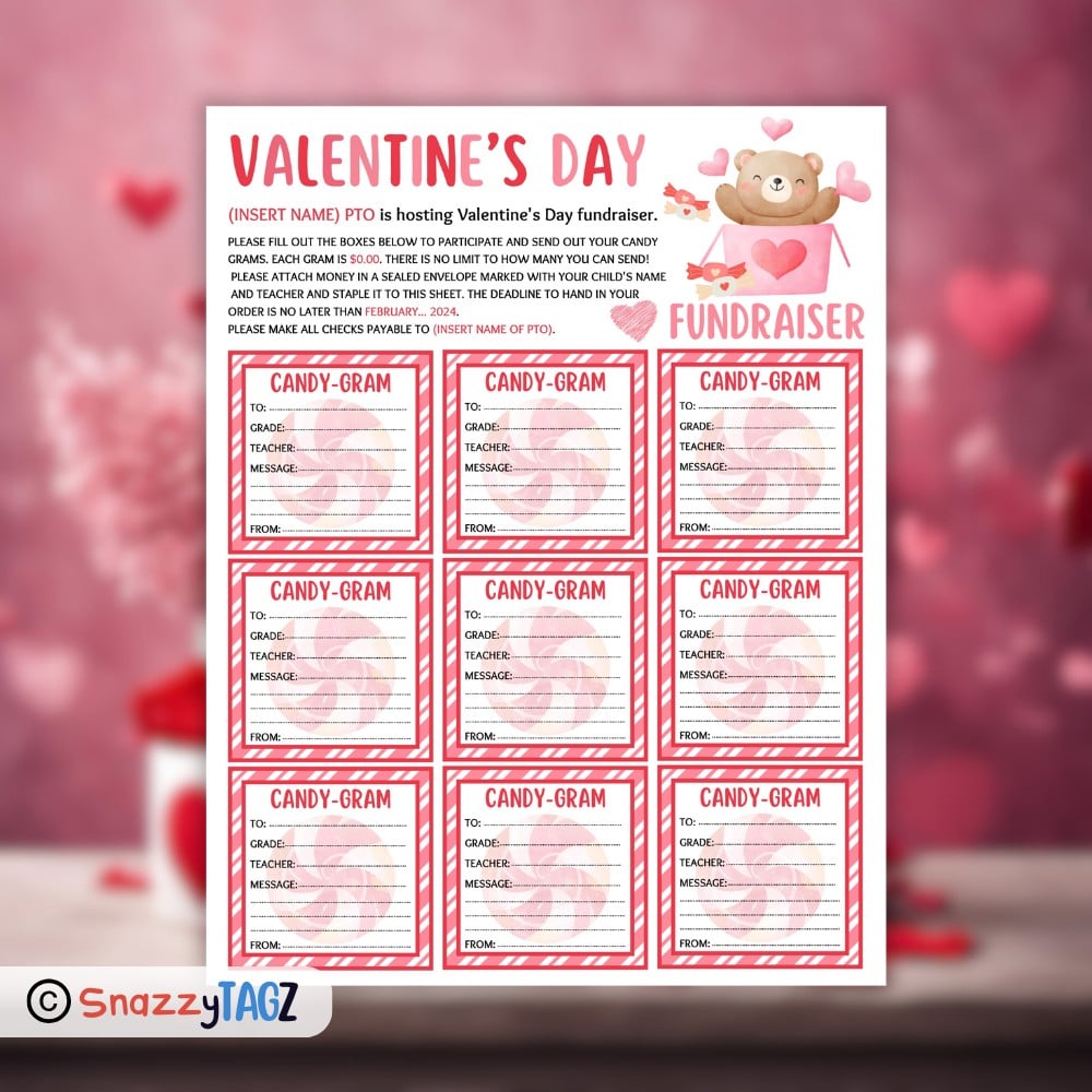 Valentine's Day Candy Gram, School Daycare Fundraiser PTA PTO Nonprofit ...