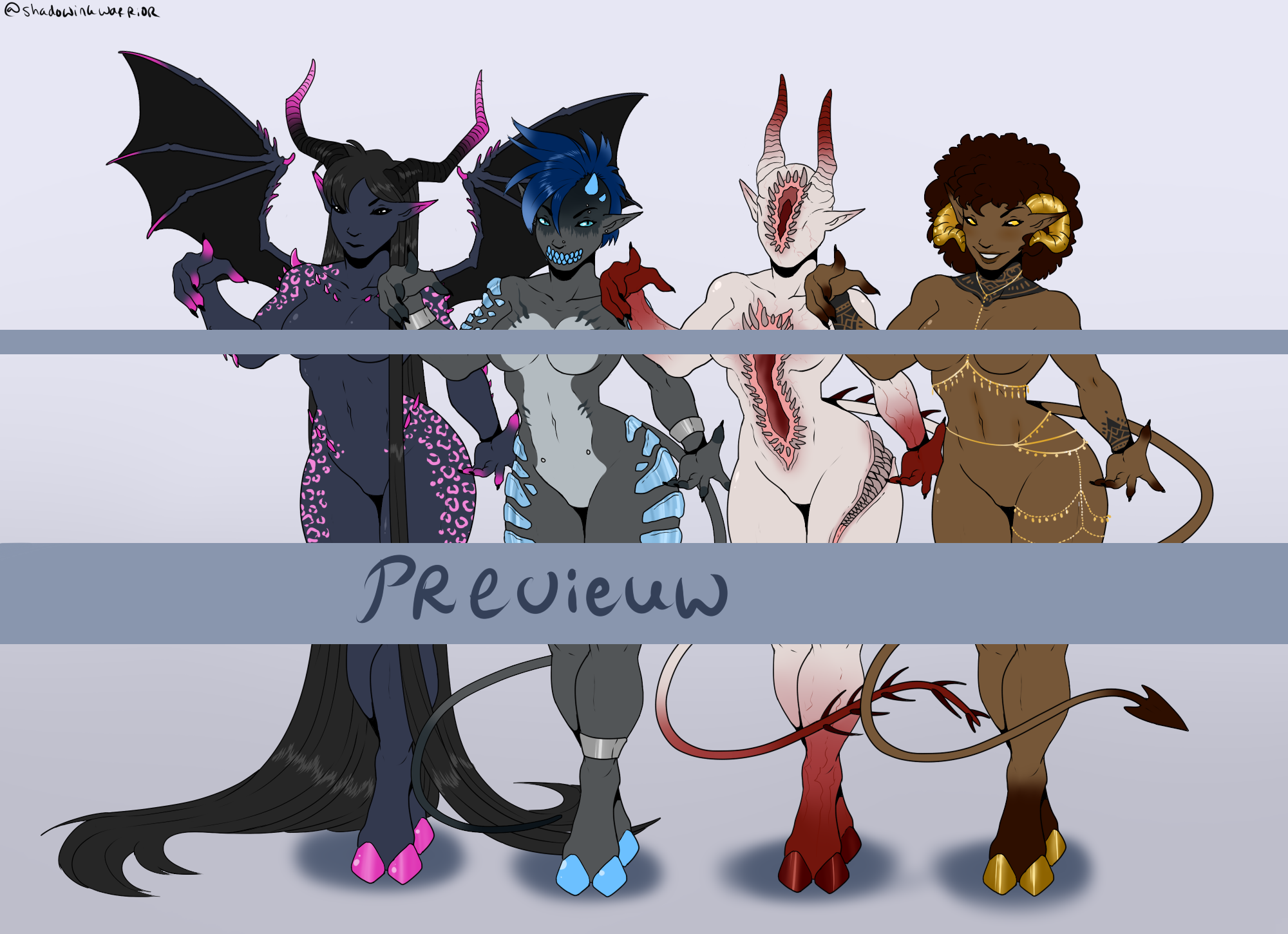 Simple Demoness Lineart Pack - P2U - Payhip