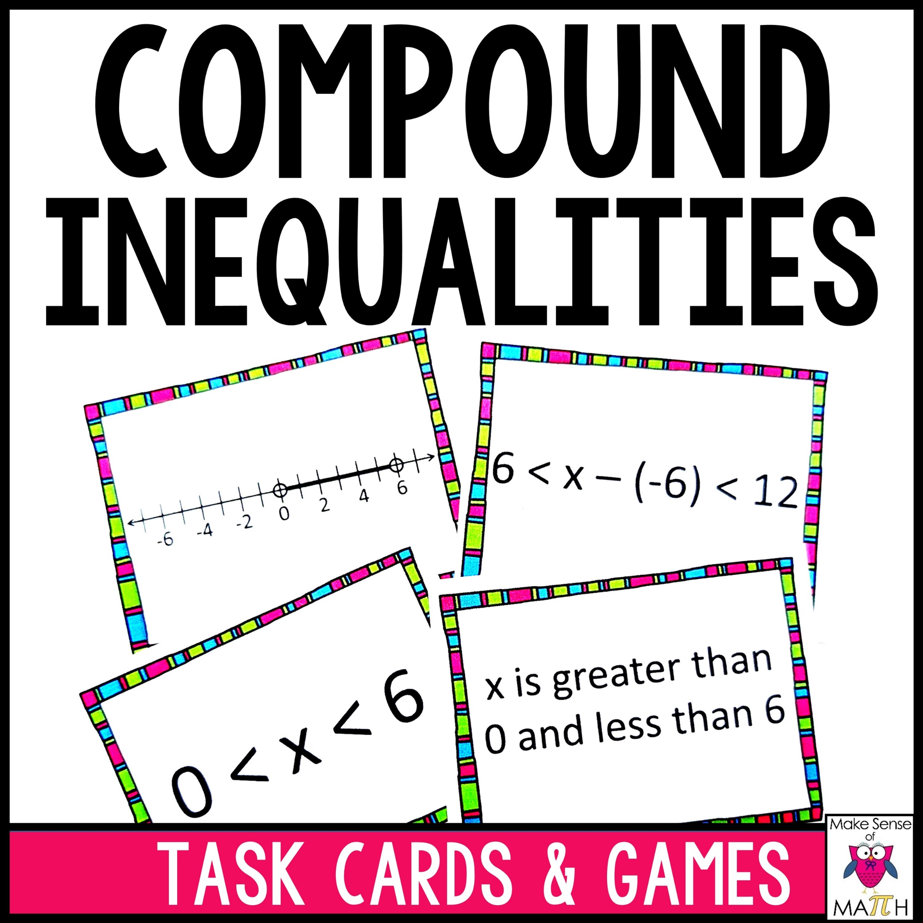 Compound Inequalities Task Cards Activities