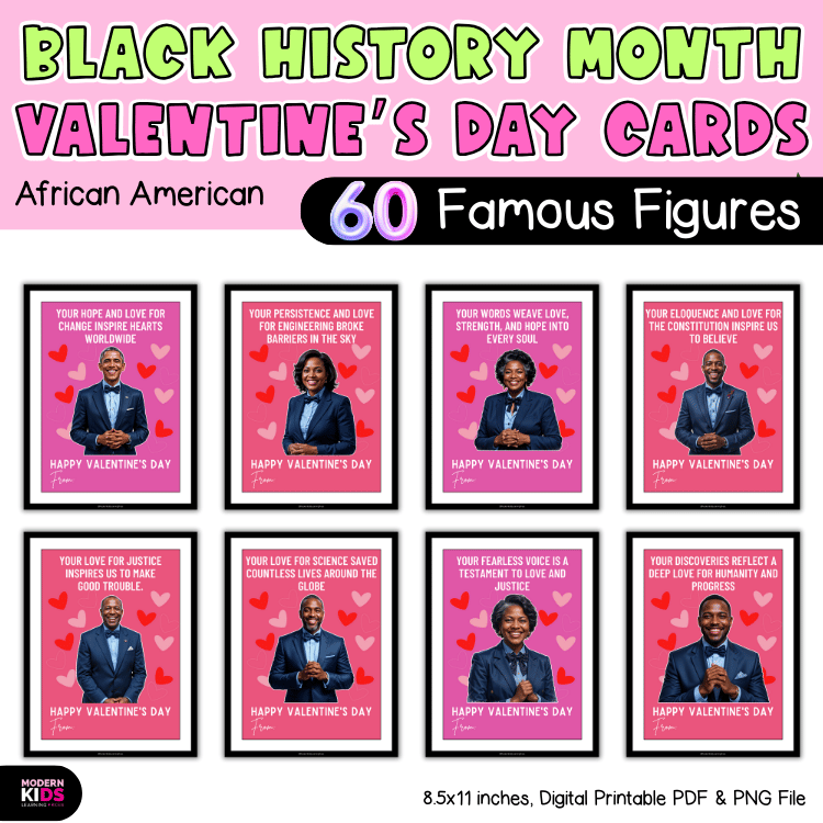60 Black History Month Valentine's Day Cards - February Famous Figures