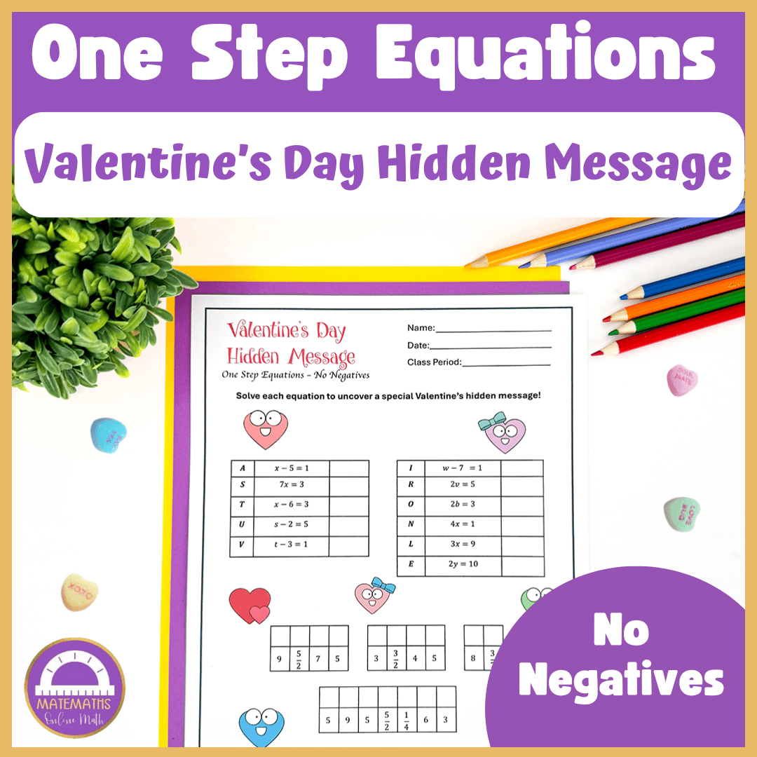 Valentine's Day One Step Equations Code Breaker Differentiated