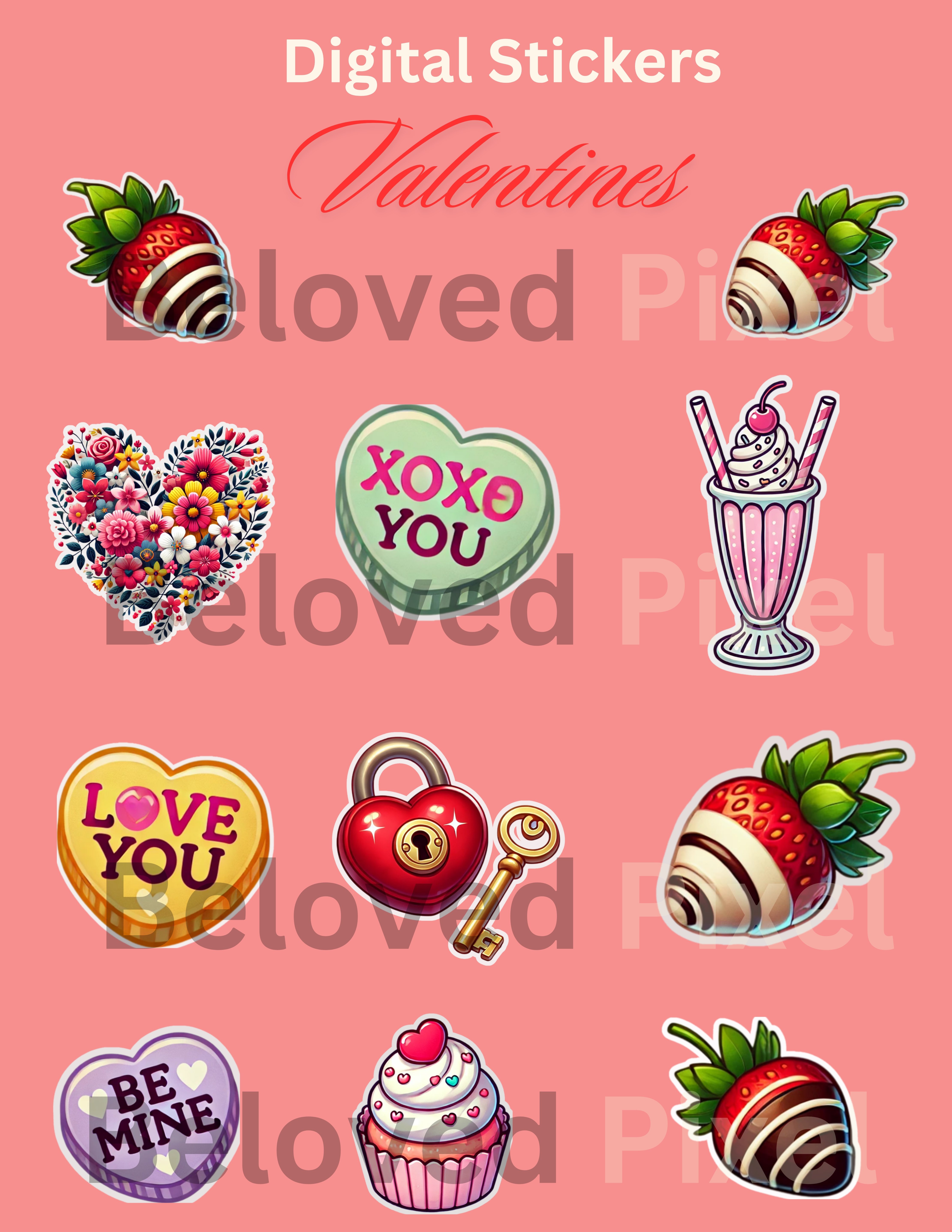 Valentine’s Day Digital Sticker Bundle | Cute Love Clipart | PNG ...