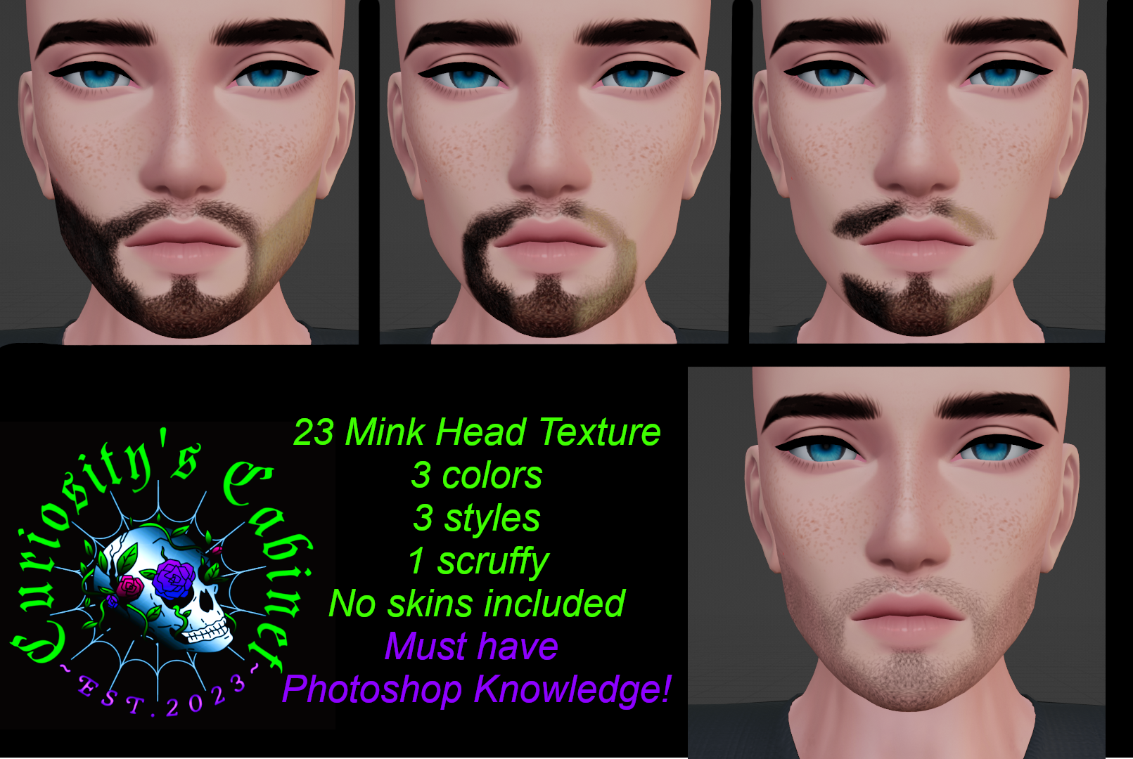 Hand Drawn 23 Mink Head Facial Hair Pack 1 - Payhip