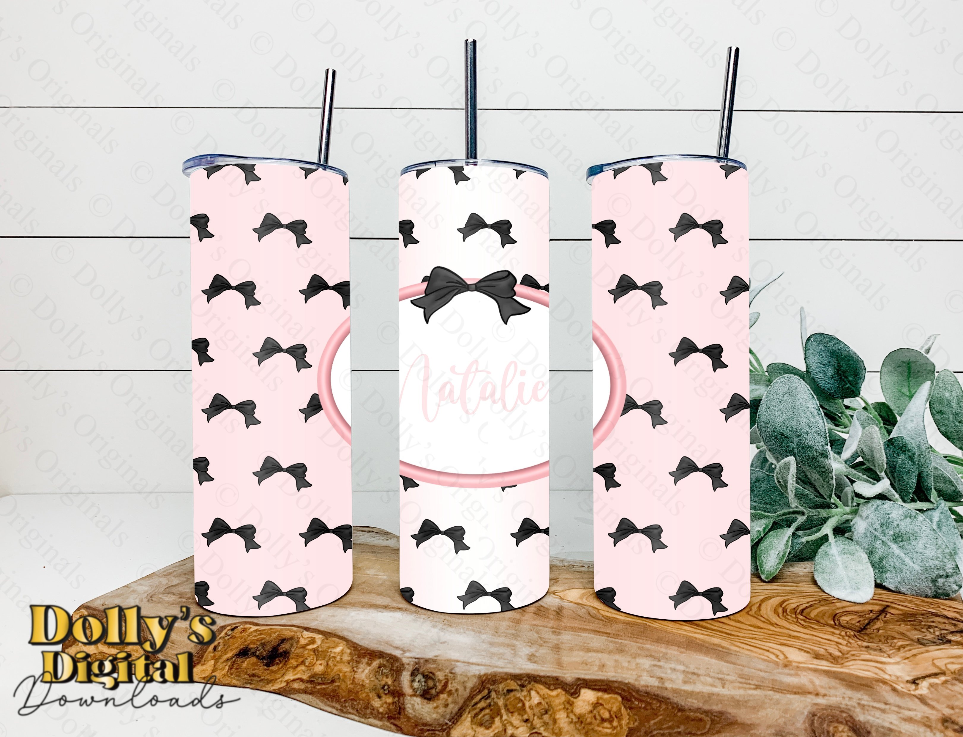 Pink and Black Bow Tumbler Wraps - Payhip