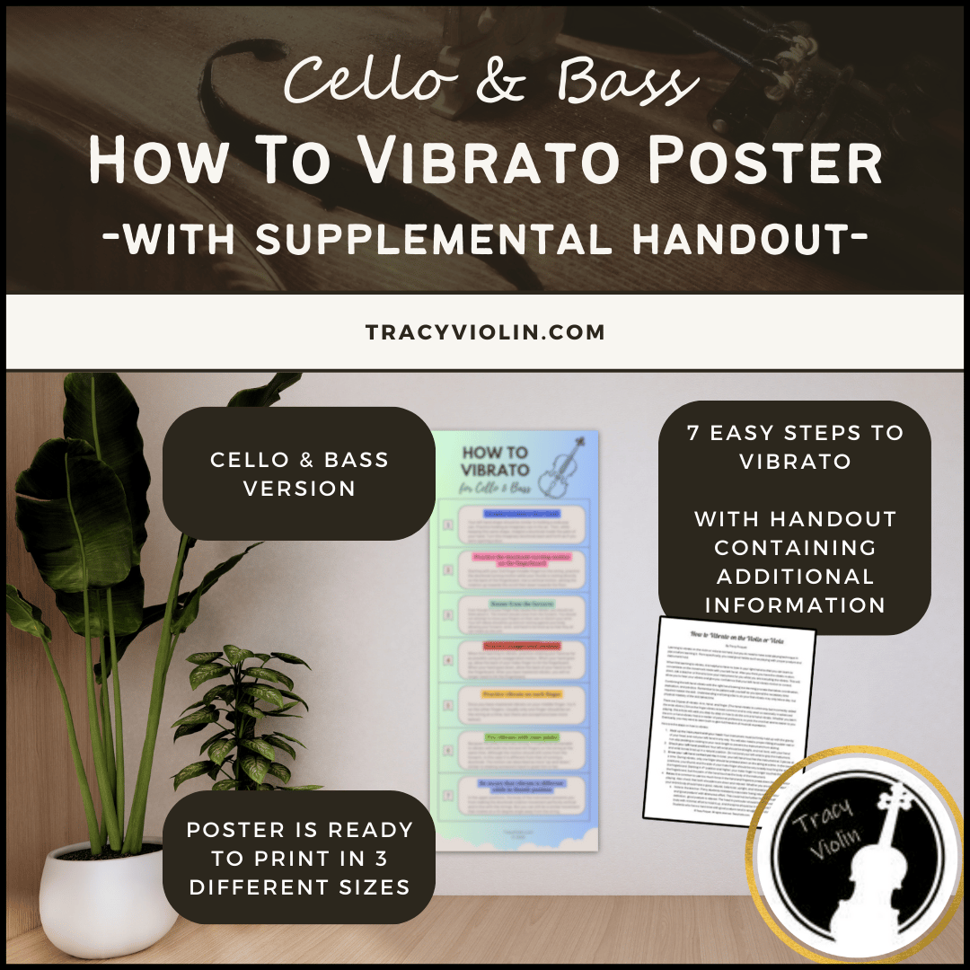 Orchestra Poster: How to Vibrato on Cello/Bass with Supplemental Handout