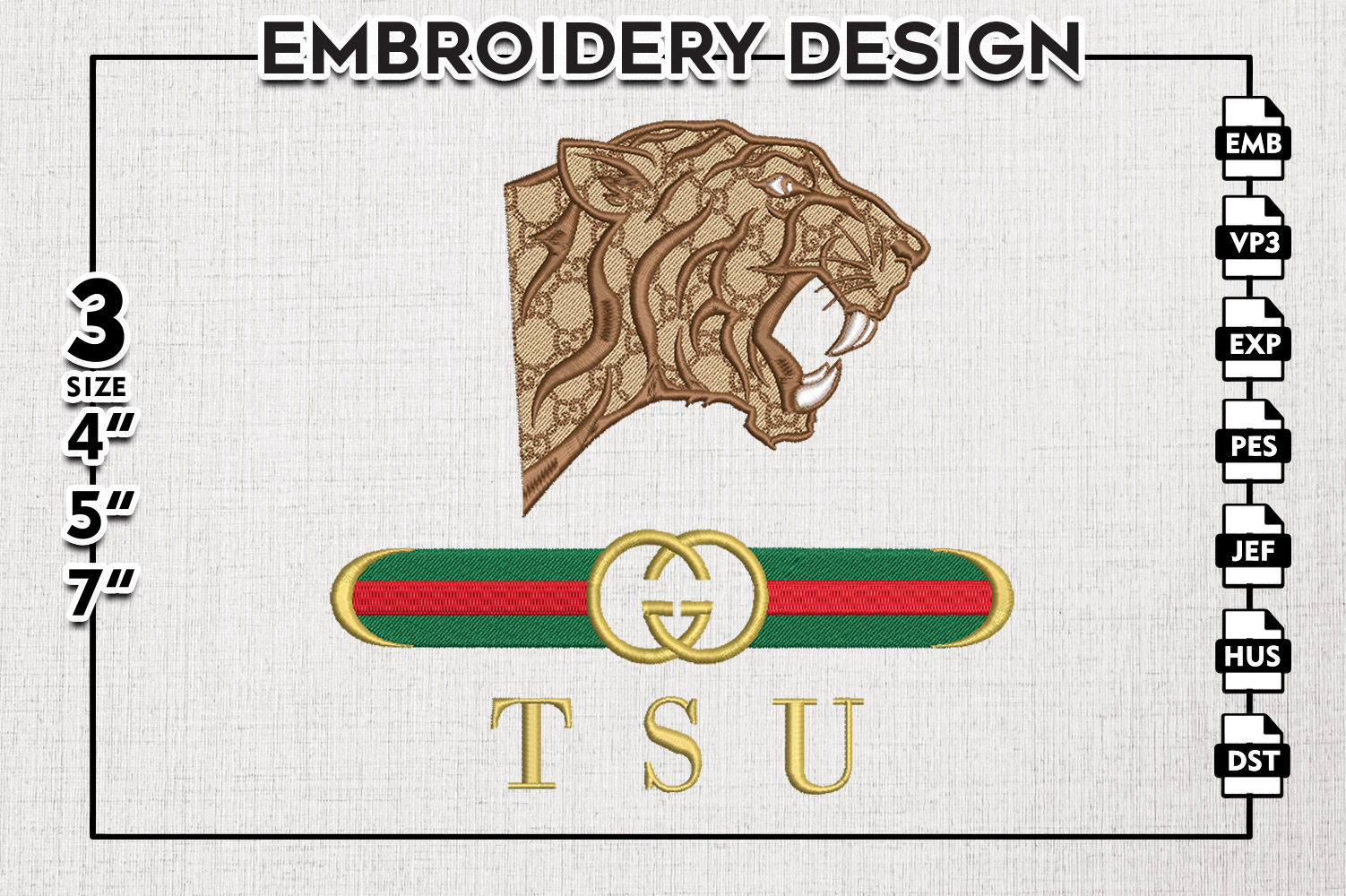 Gu.cci Texas Southern Tiger Football Team Embroidery FIles, NCAA TSU ...