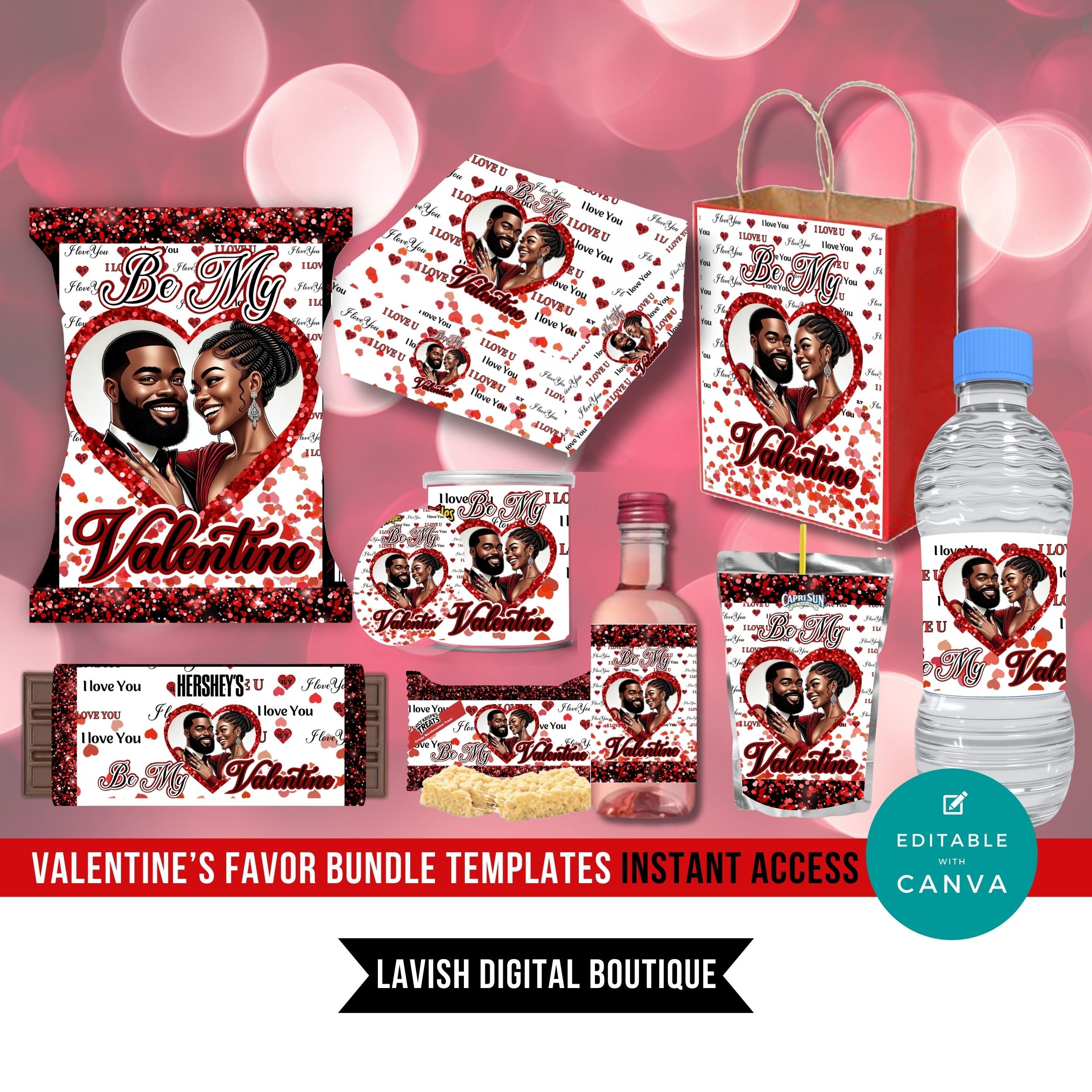 Valentine's Confetti Favor Bundle Templates, Valentine's Day Party ...