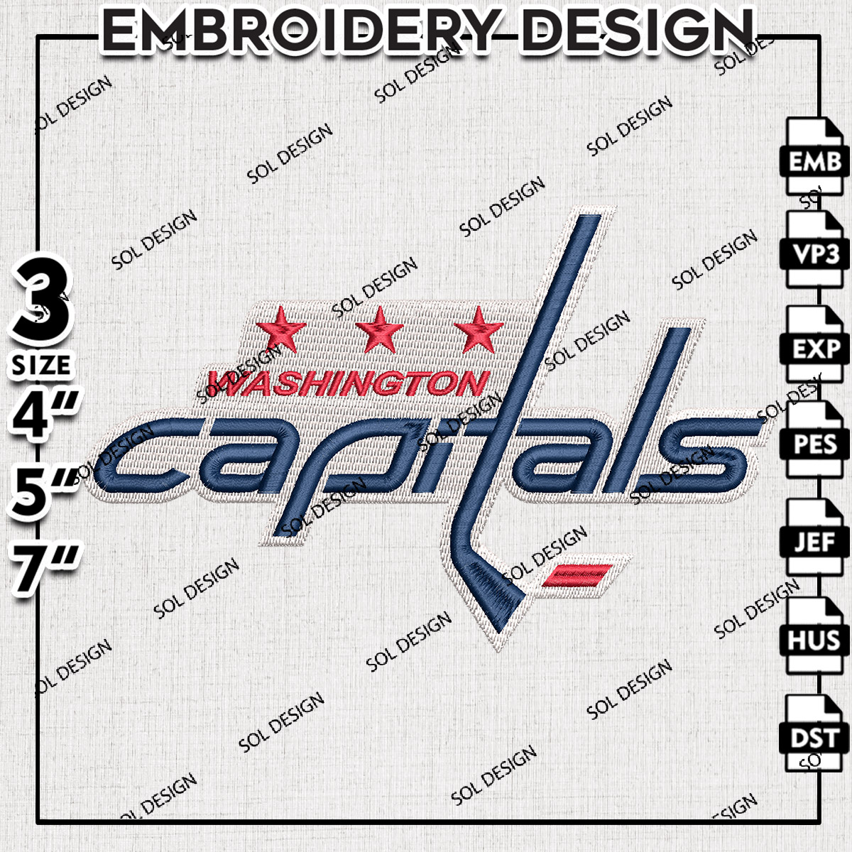 NHL Washington Capitals Word Logo Embroidery Files, NHL Capitals Team ...