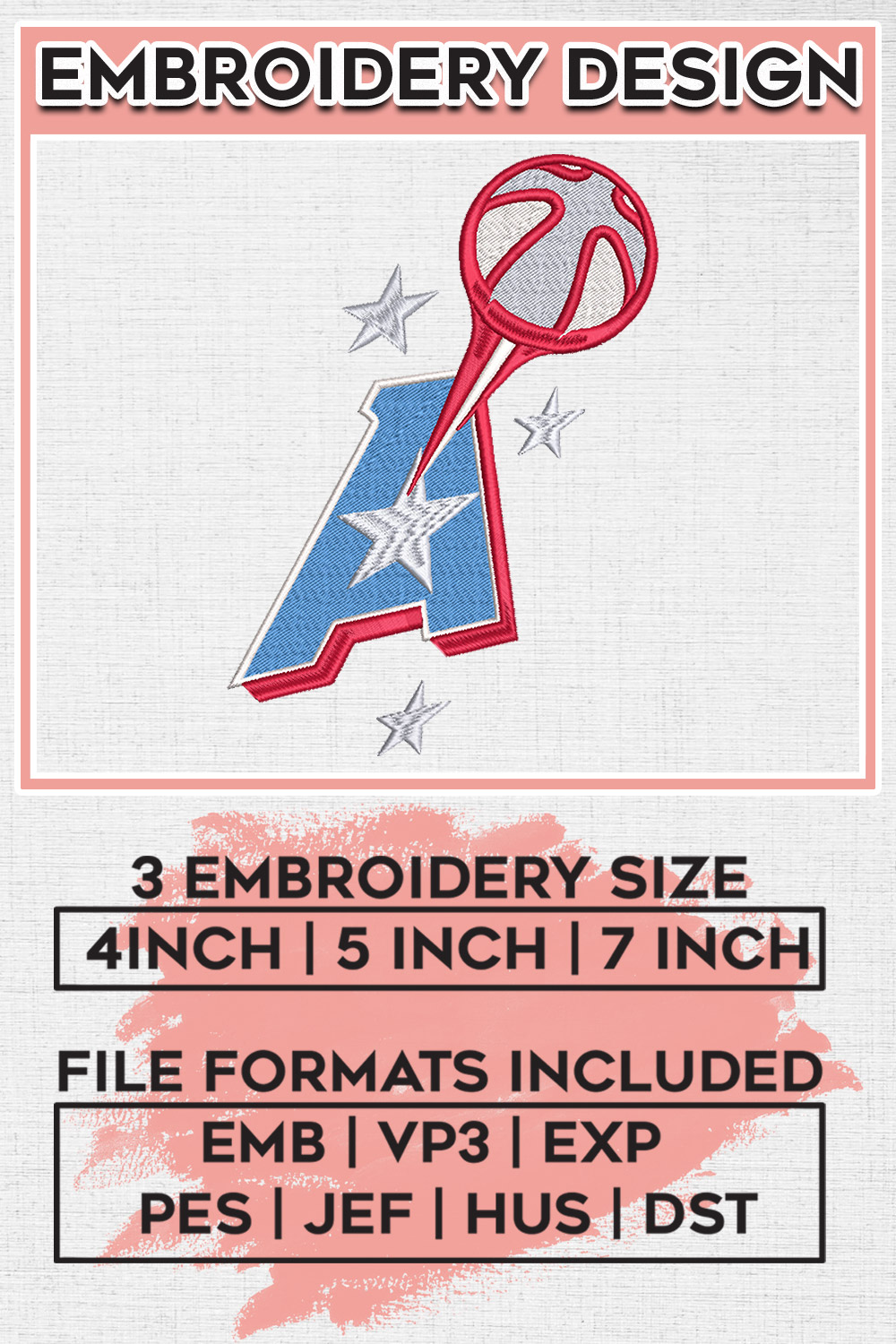 WNBA Atlanta Team A Logo Embroidery Files, WNBA Atlanta Dream Team ...