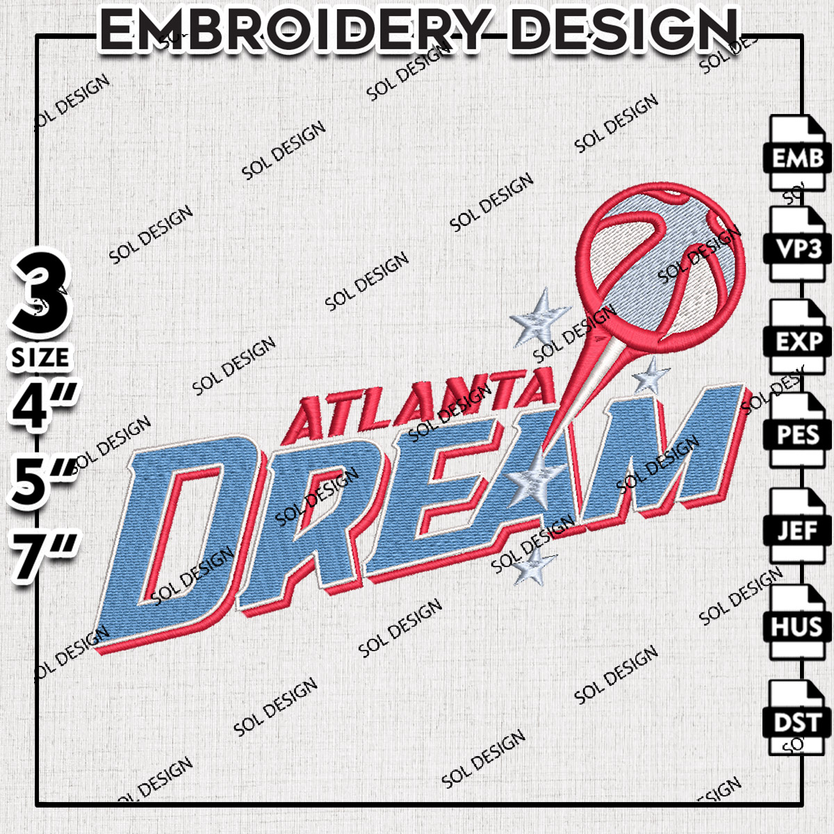 WNBA Atlanta Dream Team Logo Embroidery Files, NBA Atlanta Dream ...