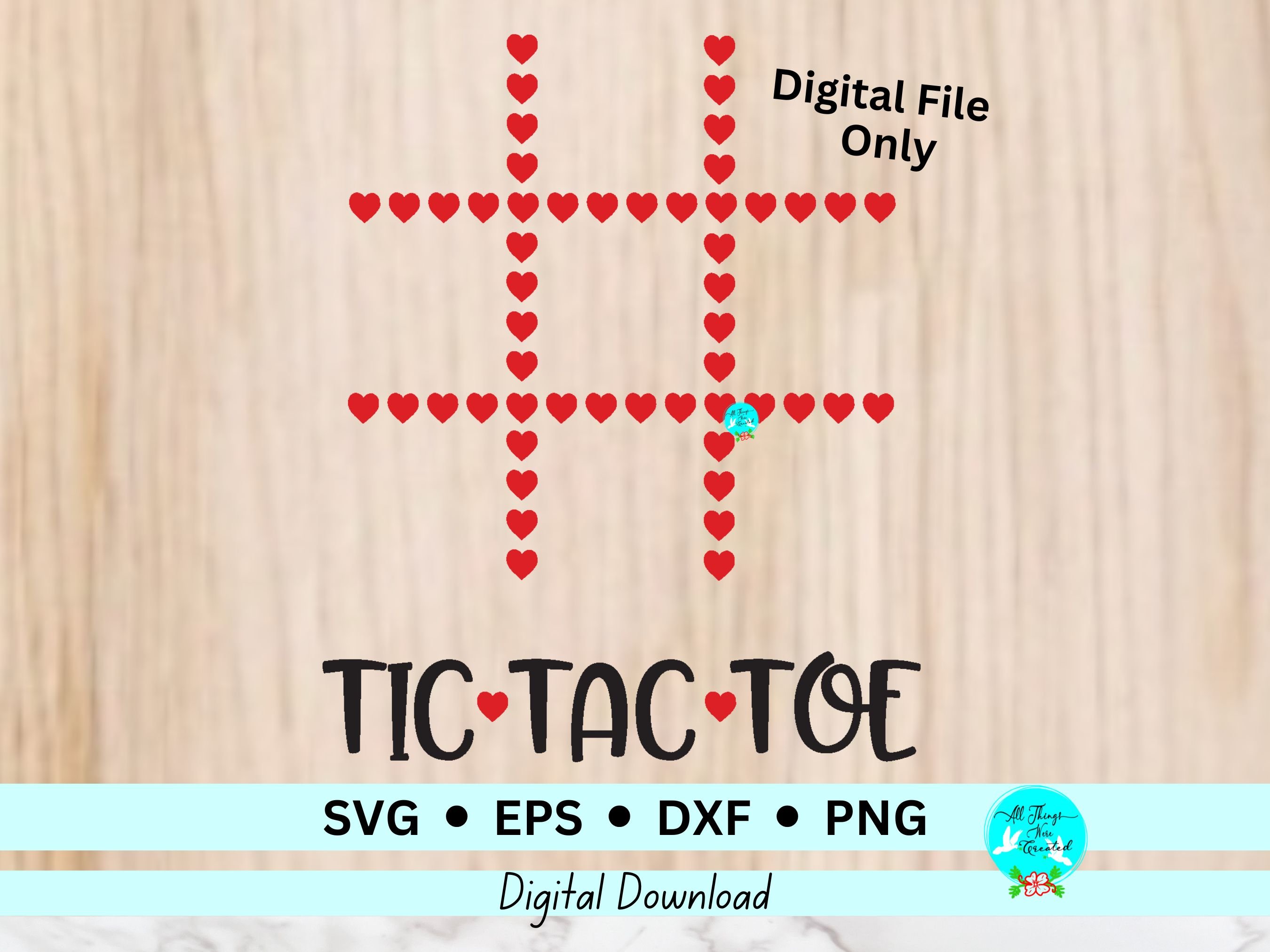 Tic Tac Toe Heart Grid Board Game Digital SVG File for Valentine Party ...
