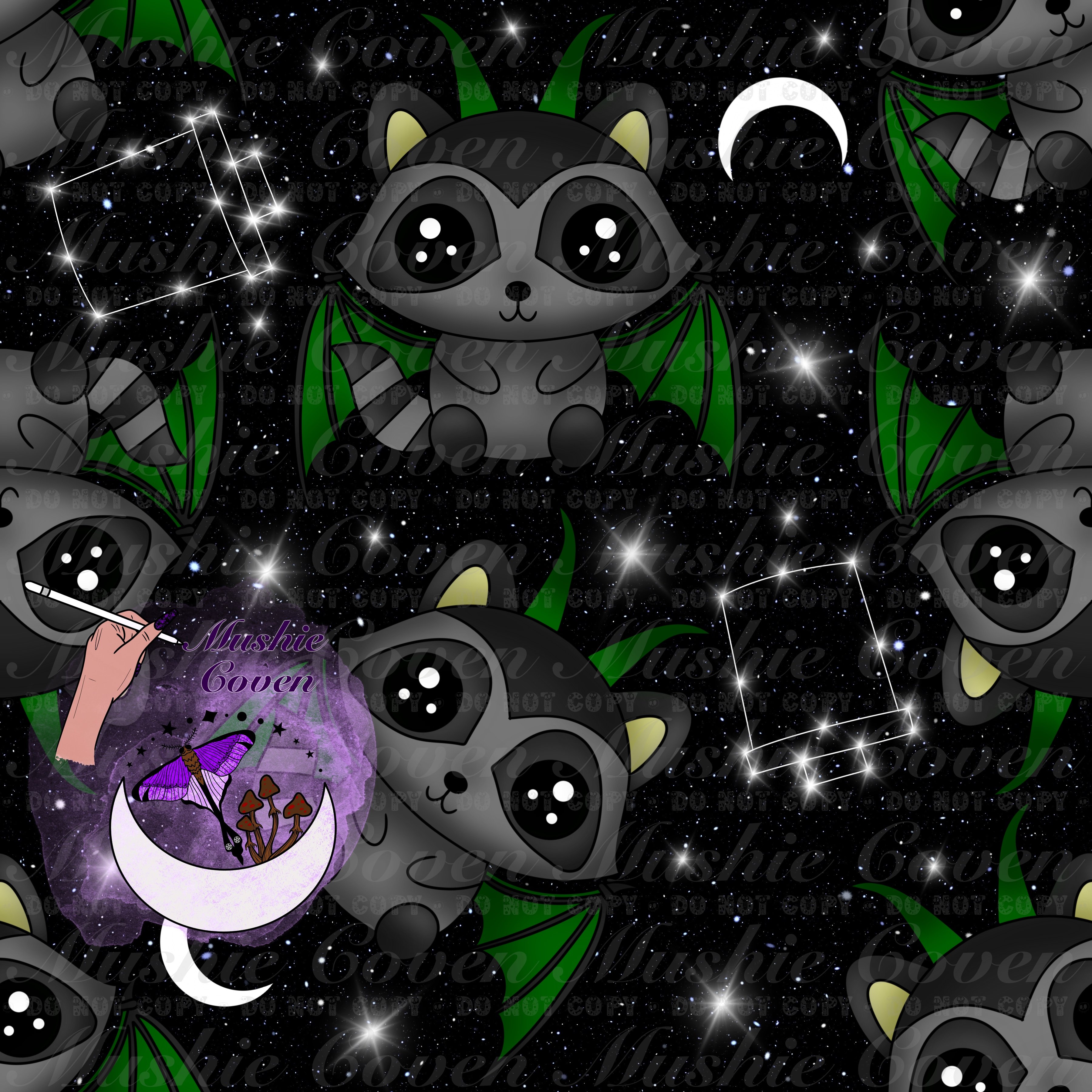 Green Demon Raccoon Seamless - Payhip