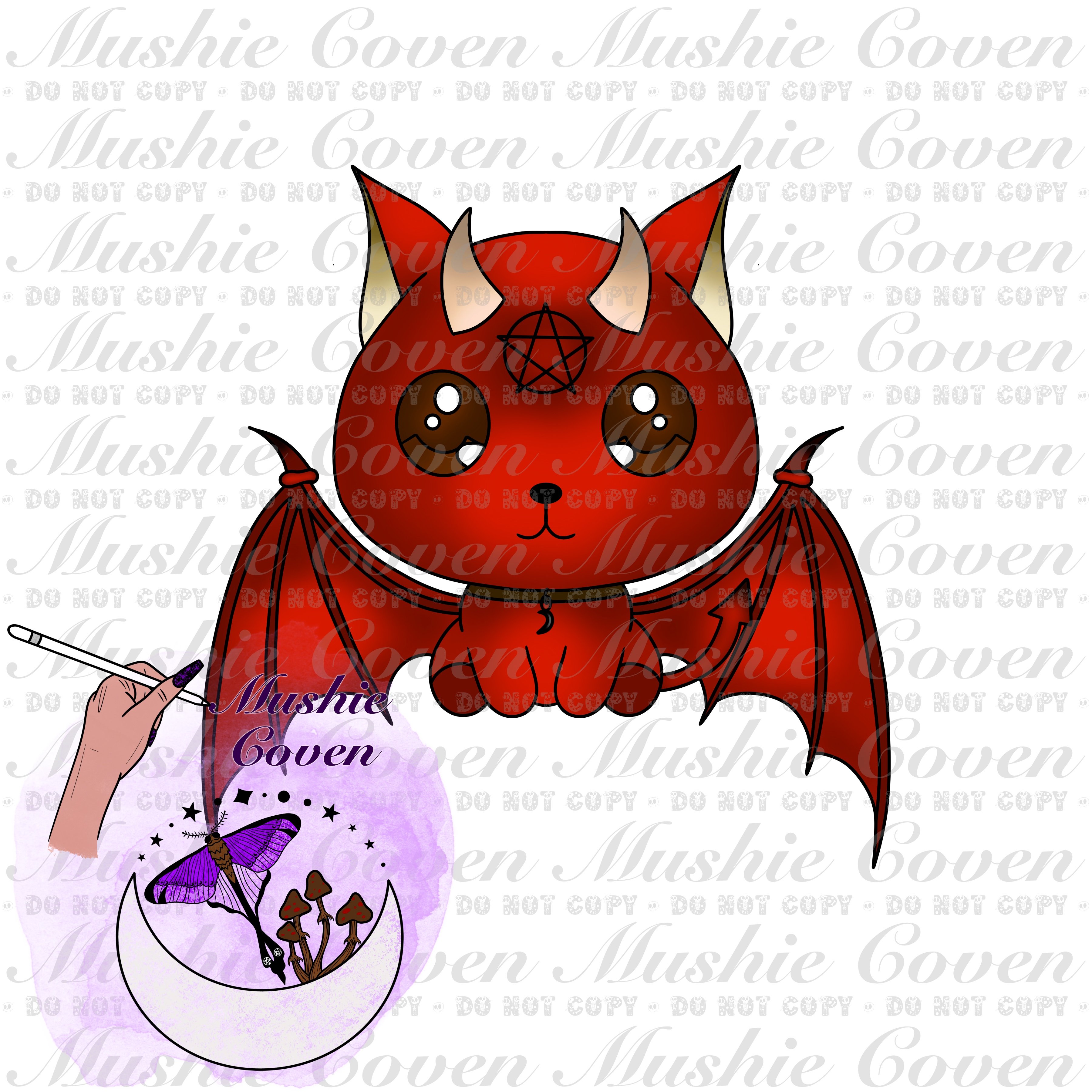 Demon Cat PNGs Hand Drawn - Payhip