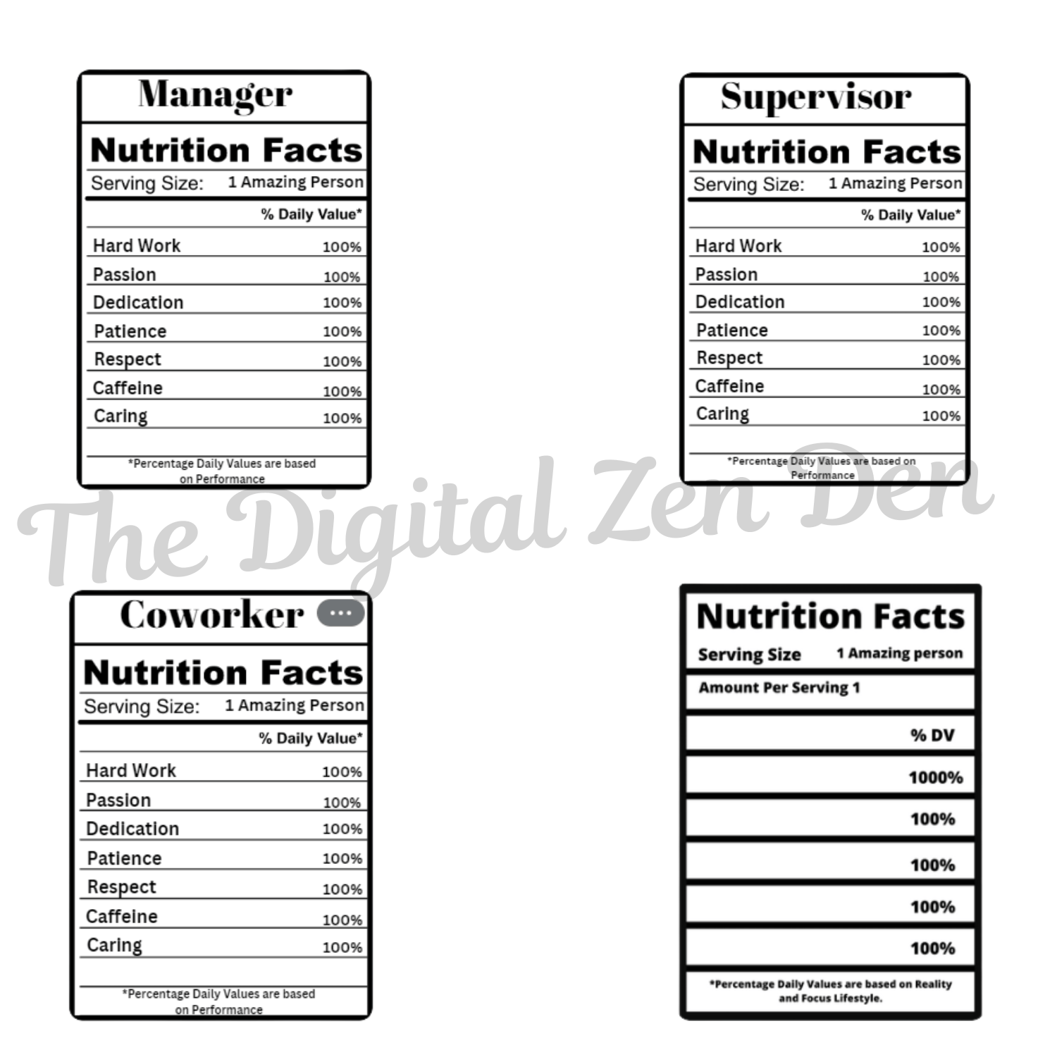 Work Themed Nutrition Facts - Payhip