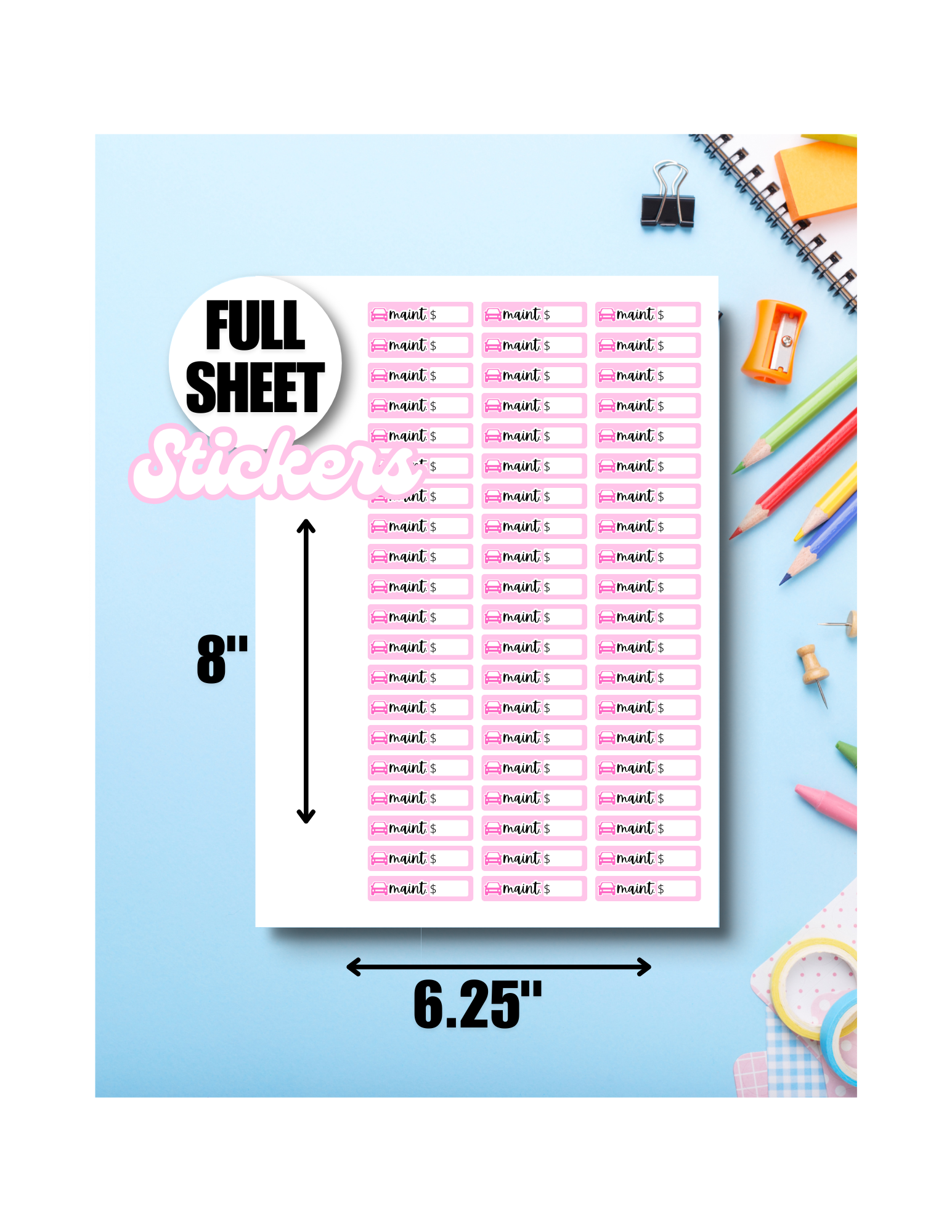 Car Maintenance Full Sticker Sheet - Payhip