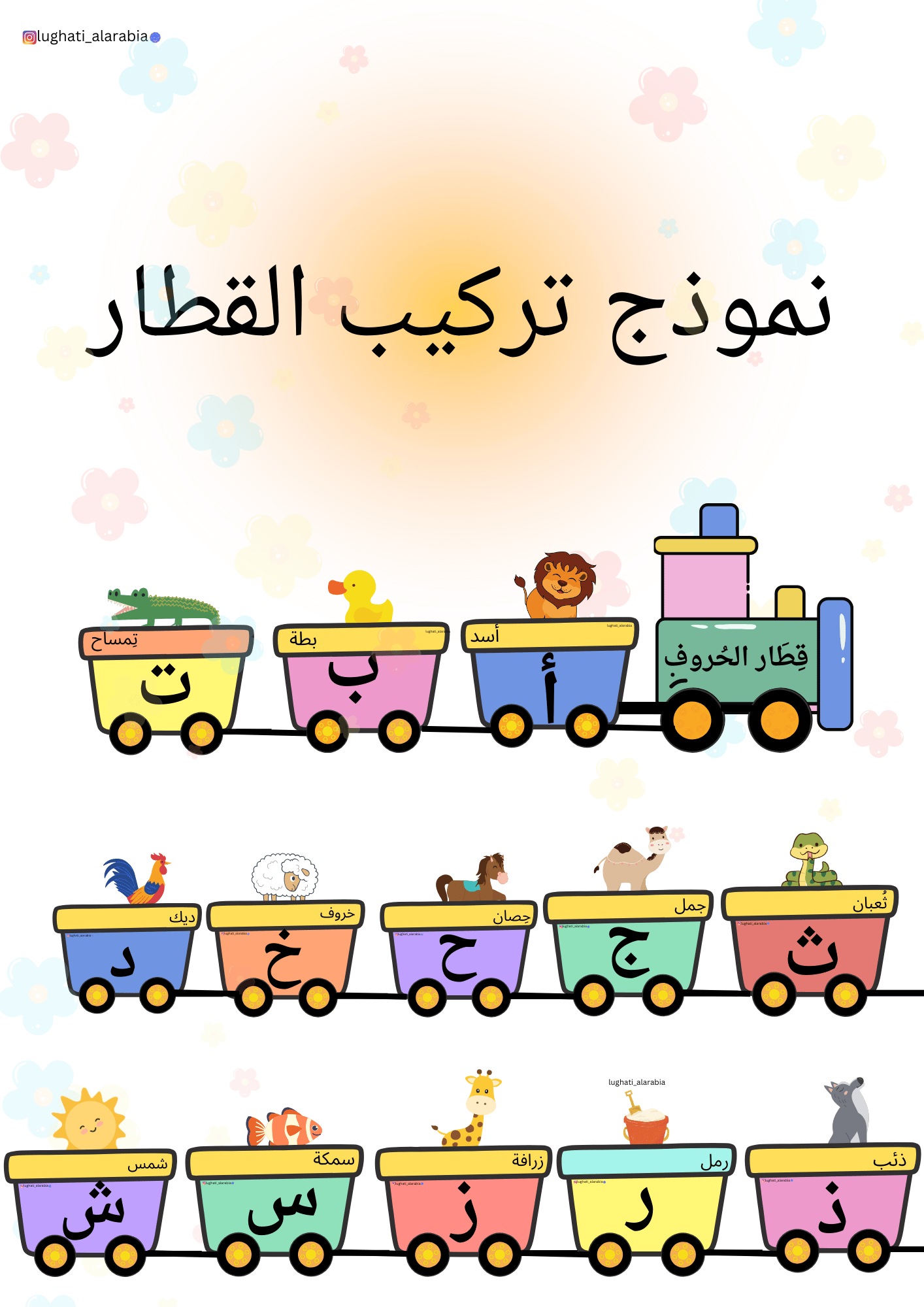 Arabic letters train /قطار الحروف العربية مع كلمات وصور - Payhip