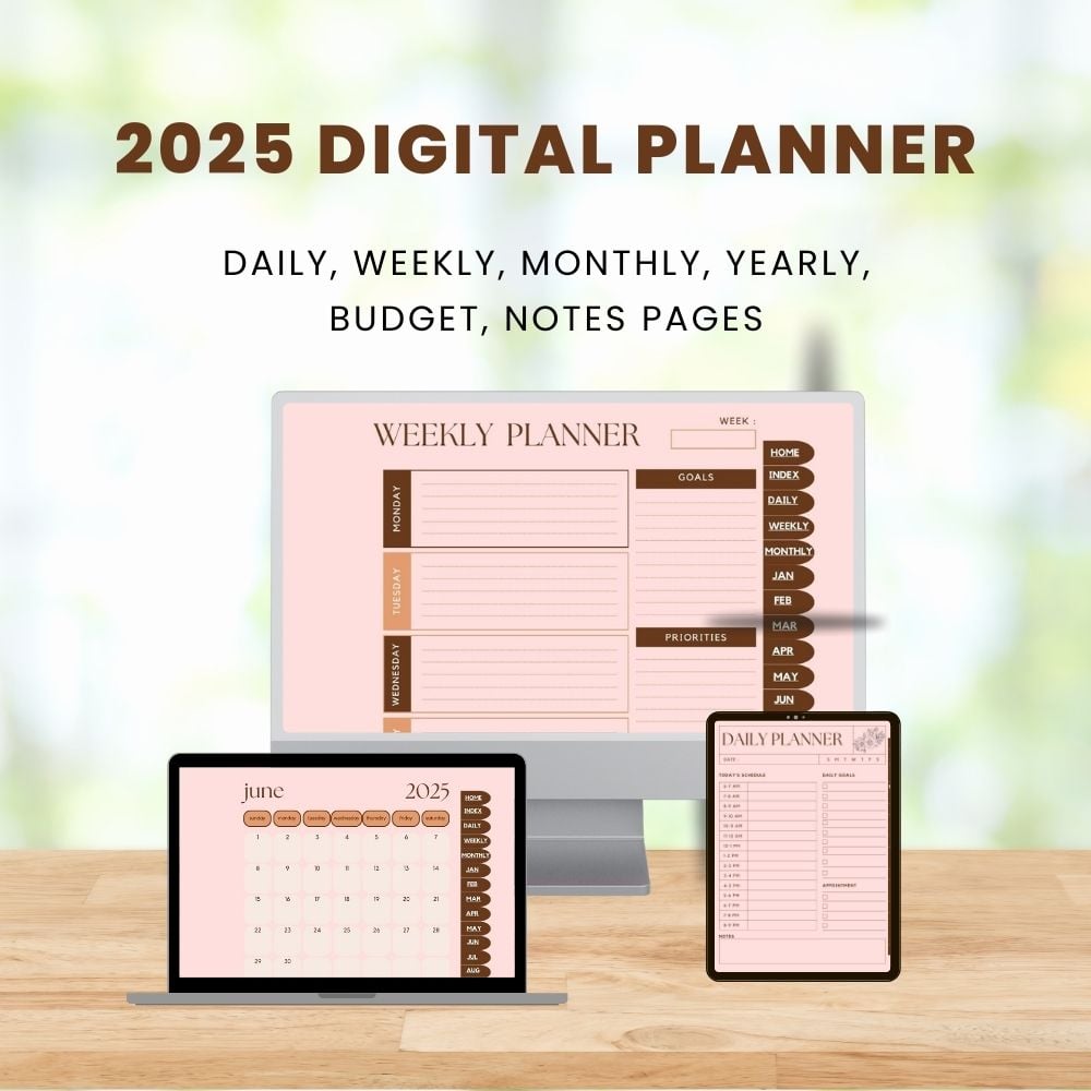 Simple minimalist digital planner bundle 2025 - Payhip