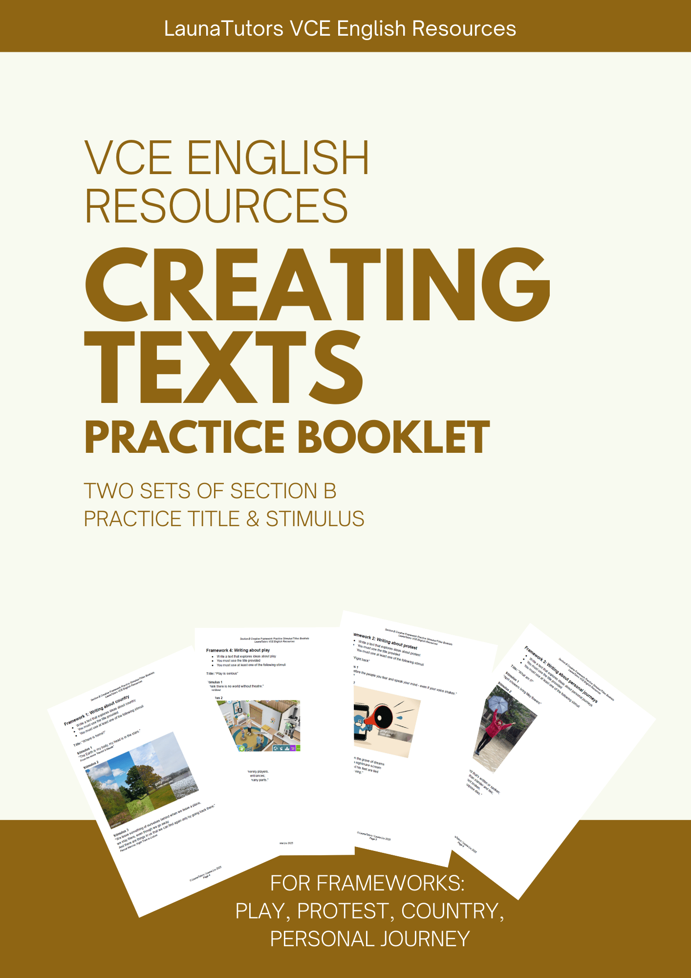 Creating Texts VCE English Practice Booklet | Play, Protest, Country ...