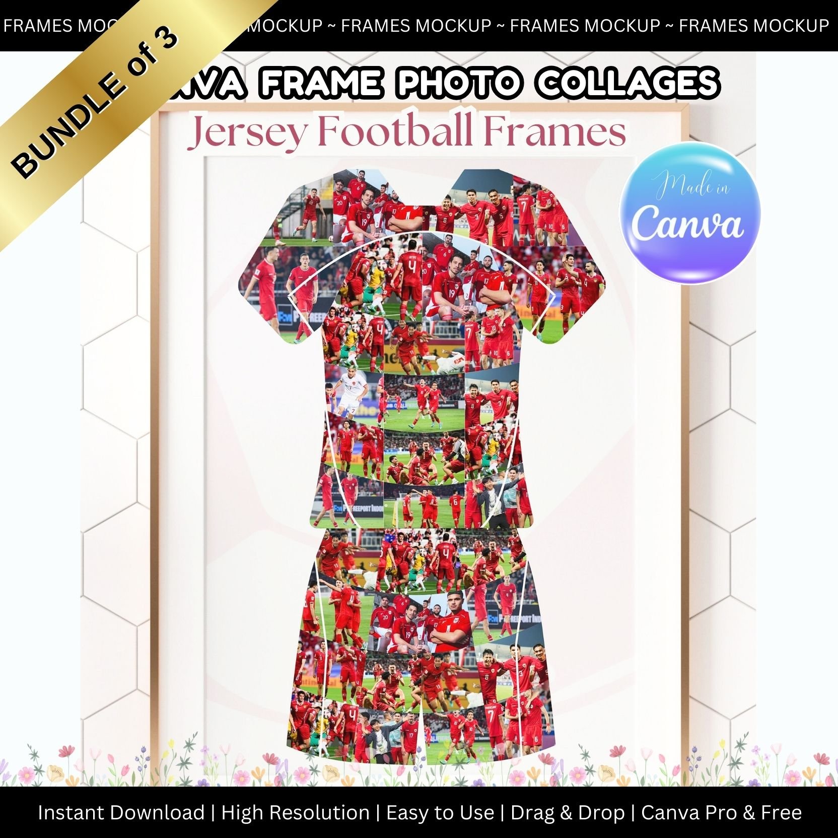 Canva Frame Photo Collage - Jersey Football Frames - Payhip