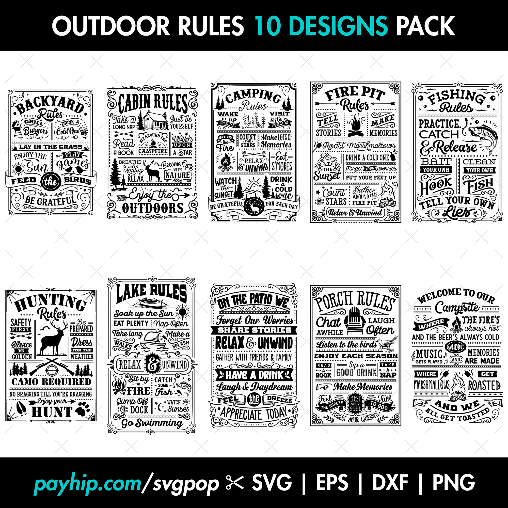 Outdoor Rules 10 Designs Pack - Payhip