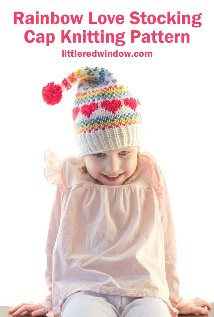 Rainbow Love Stocking Cap Knitting Pattern