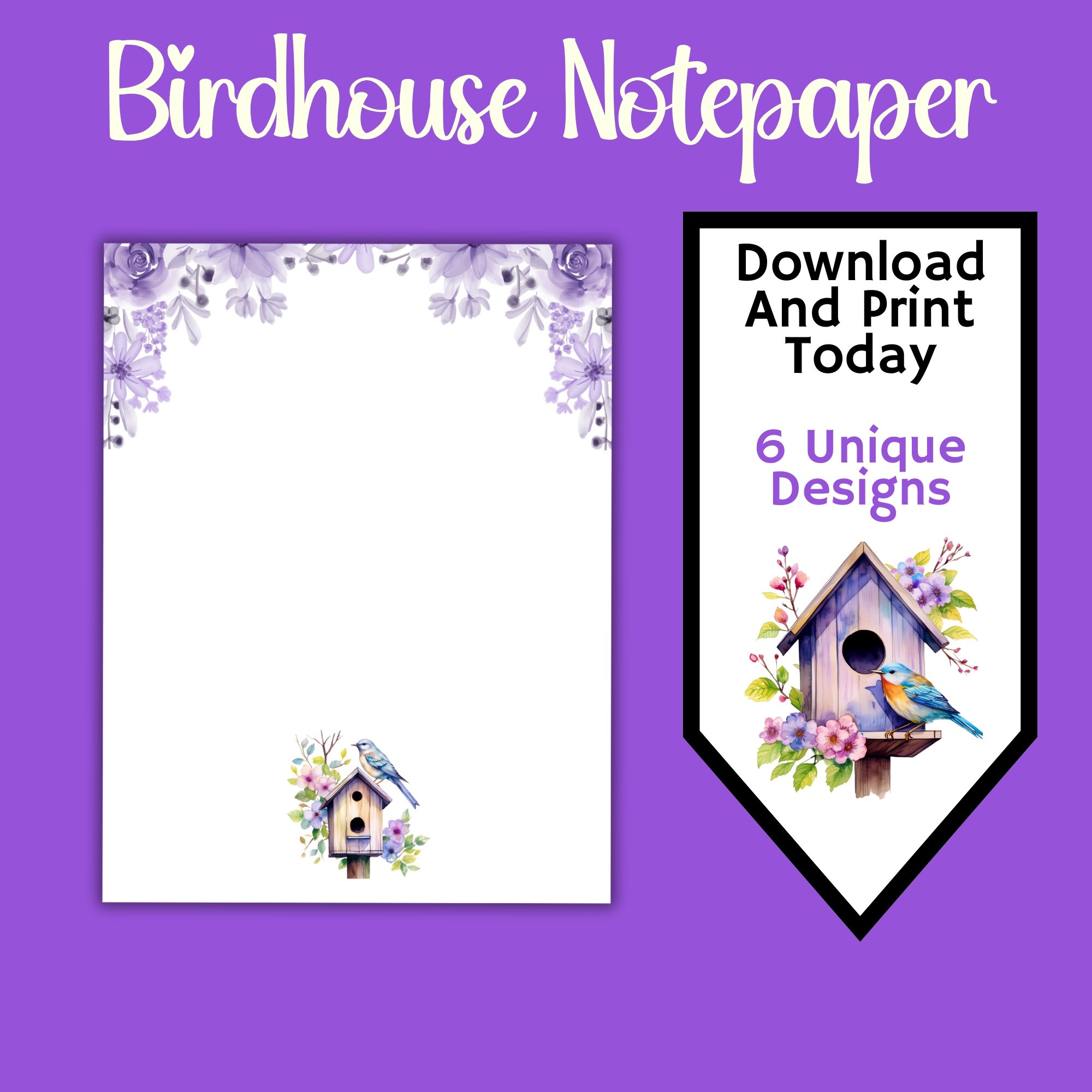 Birdhouse Stationery | Watercolor Bird House Notepaper | Birdhouse ...