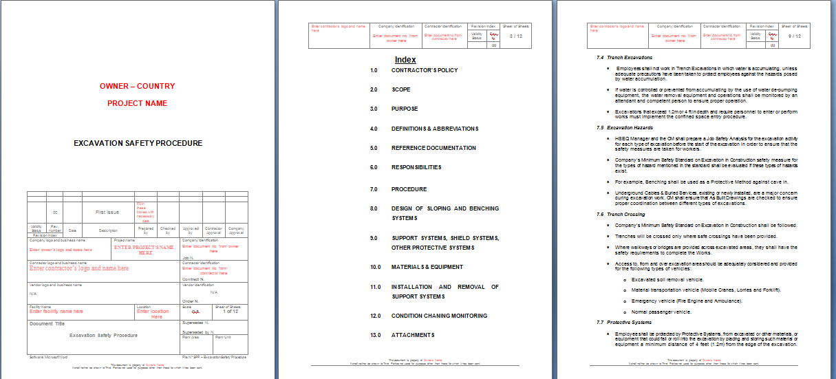 SPR - Excavation Safety Procedure Template for Construction